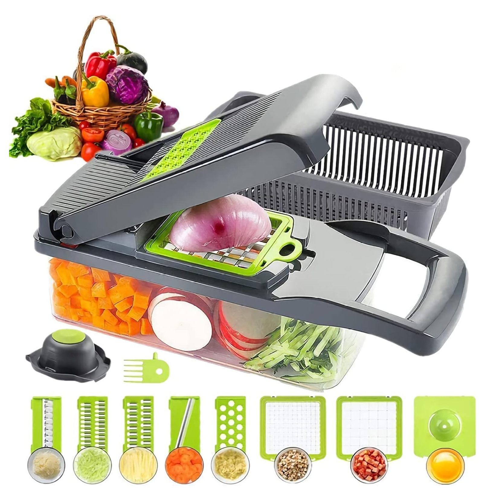 Vegetable Chopper Veggie Chopper, 12-in-1Food Choppers and Dicers Hand ...