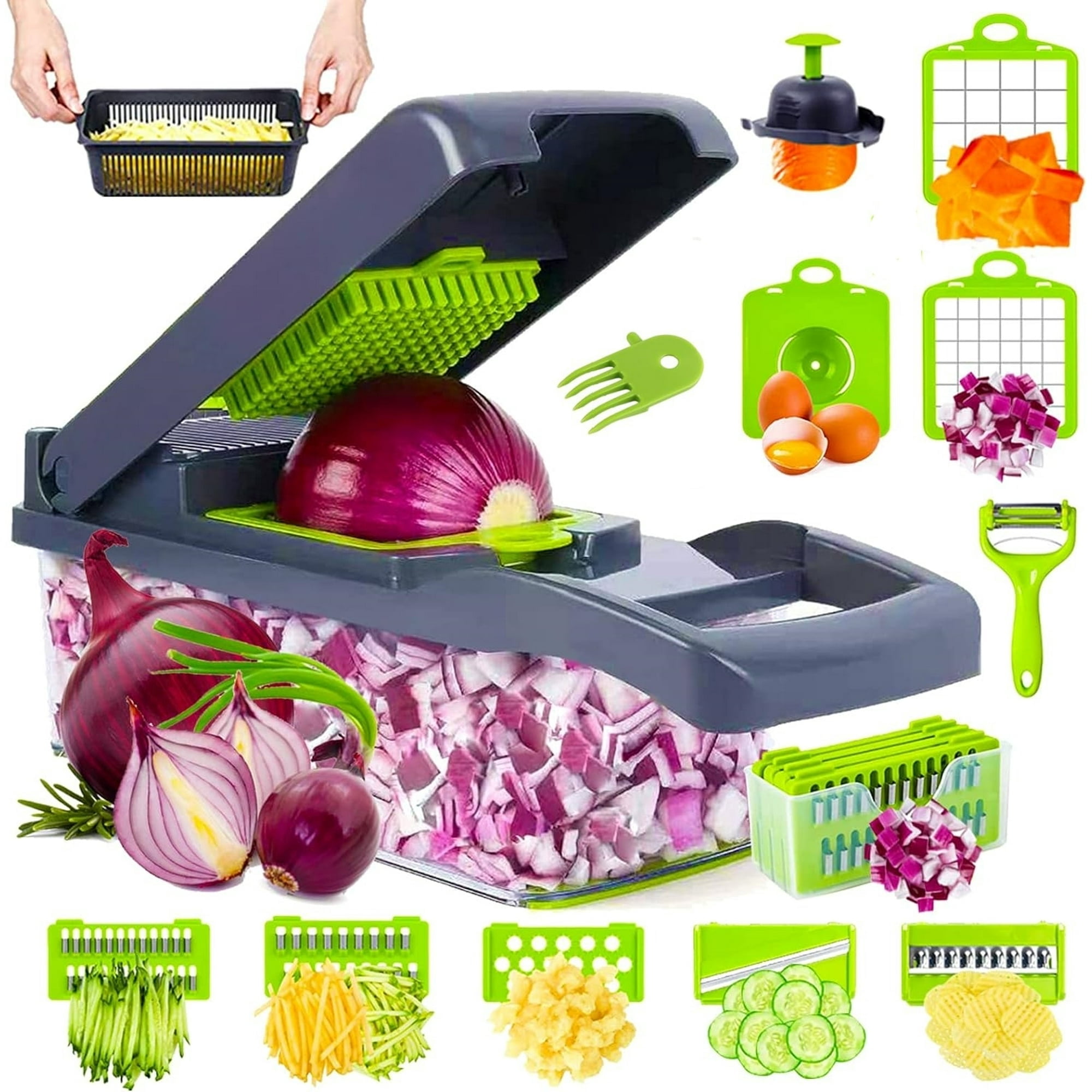 Vegetable Chopper, Veggie Chopper, Multifunctional 12 in 1 Food Chopper ...