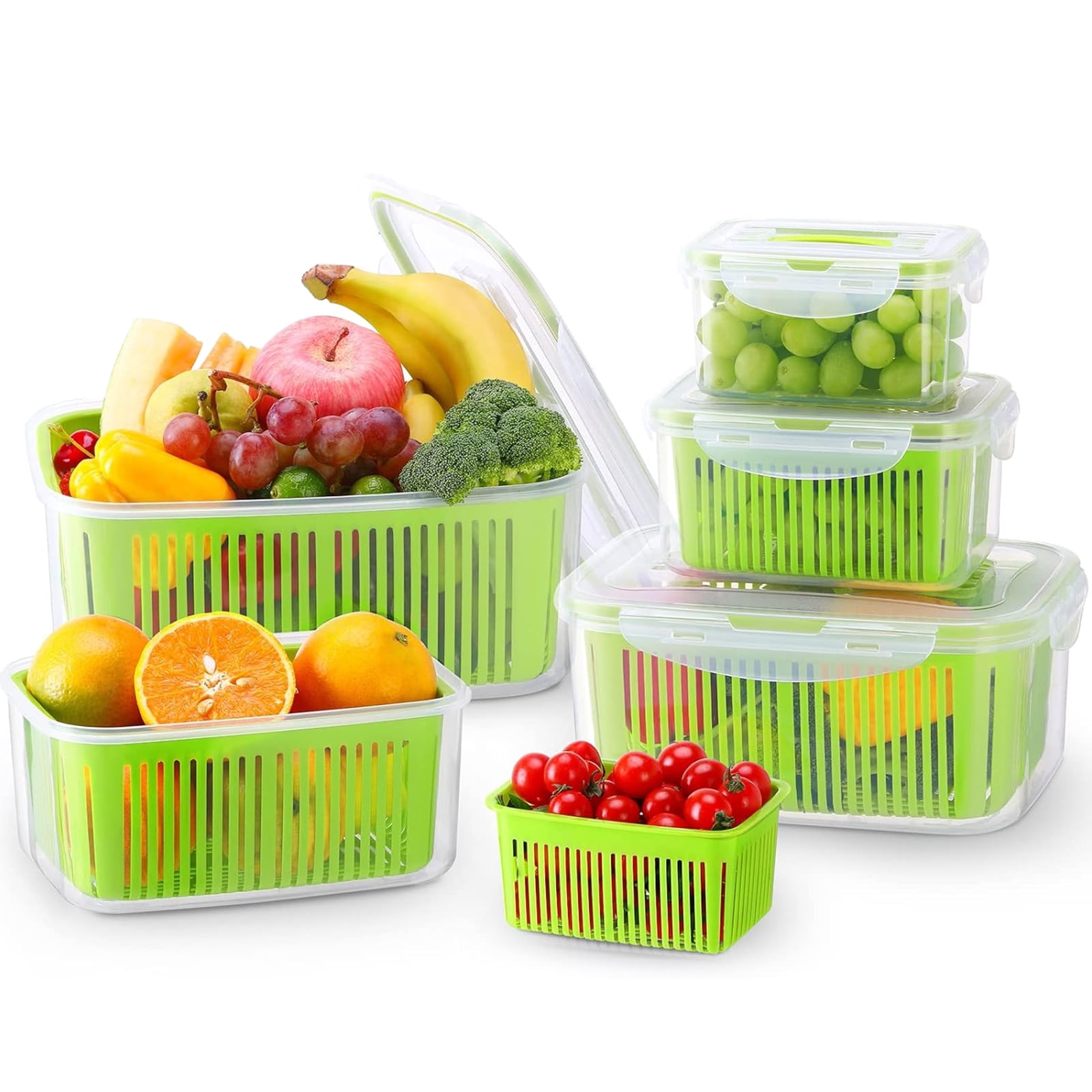 Luxear Fresh Storage Containers Set, BPA Free with Lid & Colander ...