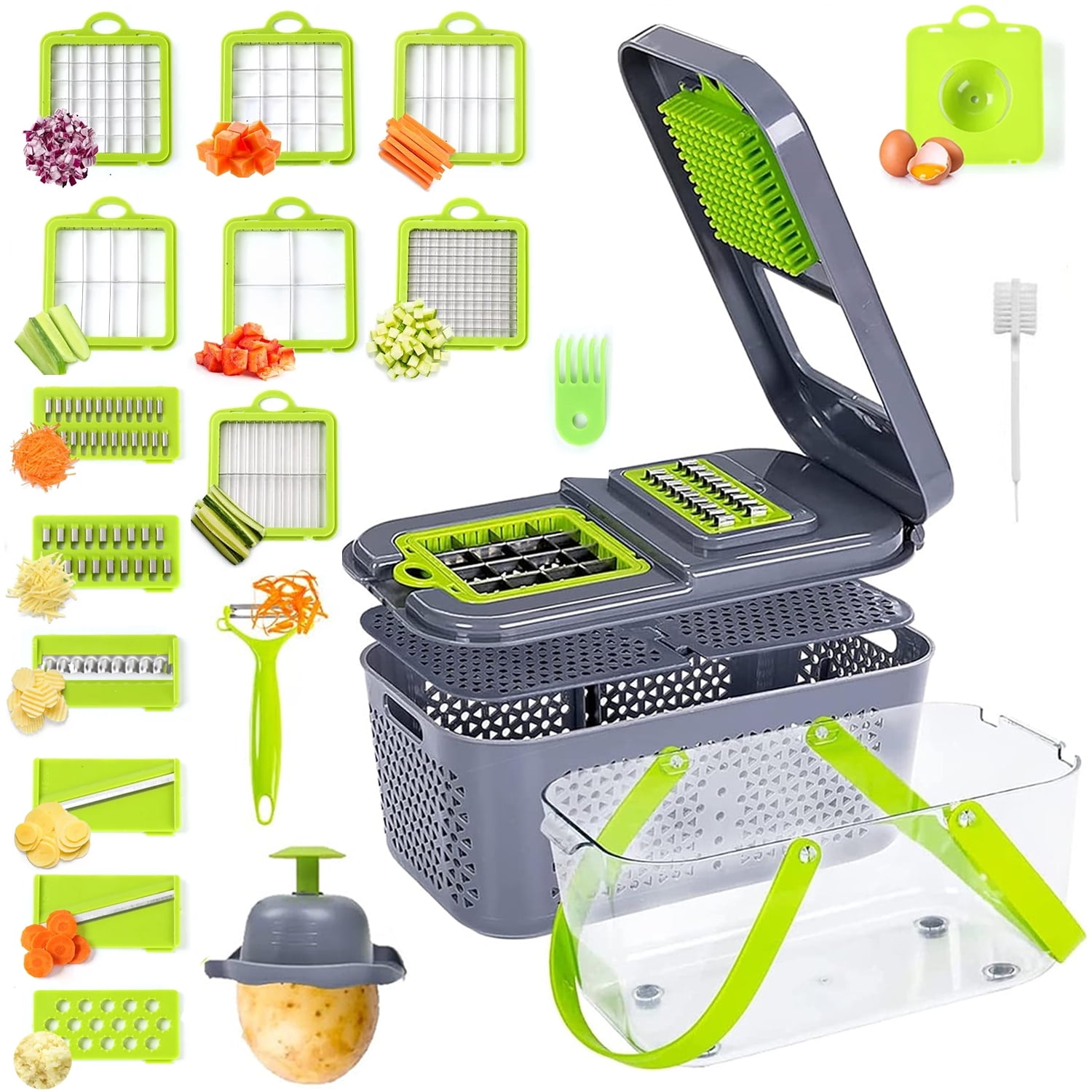 Vegetable Cutter 22-in-1, Mandoline Slicer with 13 Stainless ...