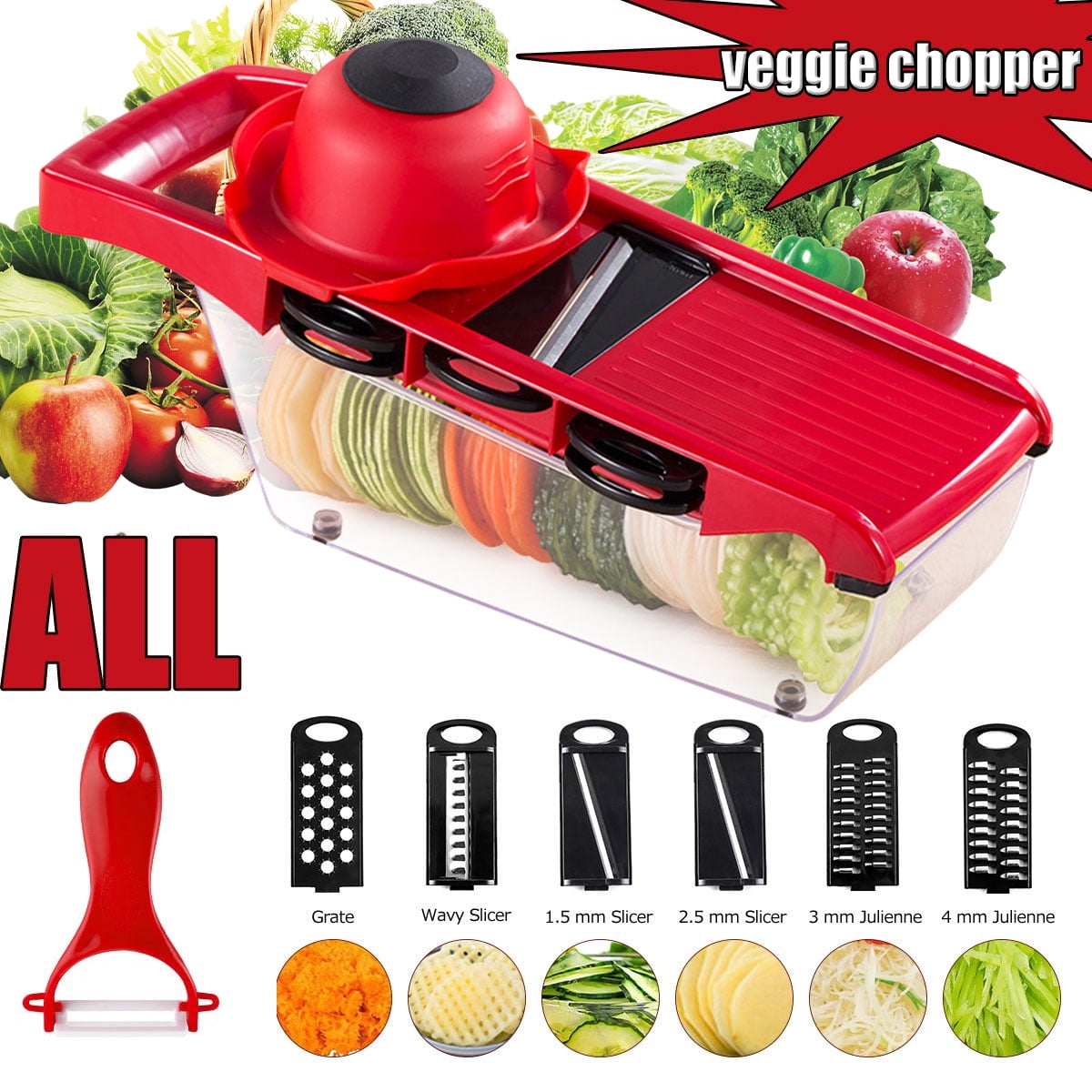 Vegetable Cutter with 6 Blades Multifunctional Mandoline Onion Chopper ...