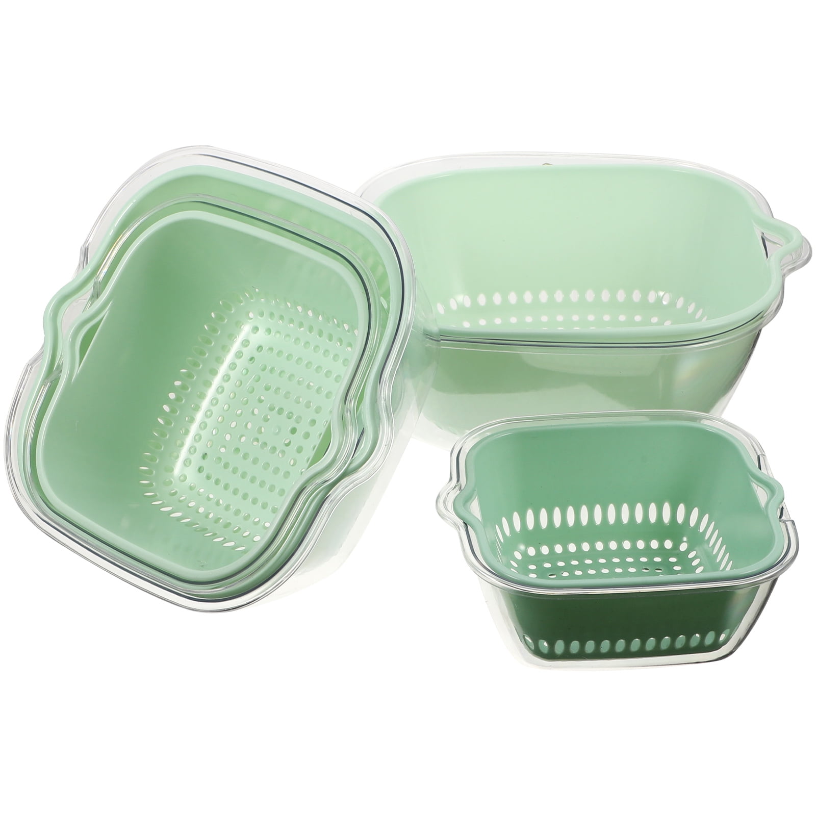 Vegetable Drainer Basket Double Layered Strainer Bowl Filter Fruit Rice ...