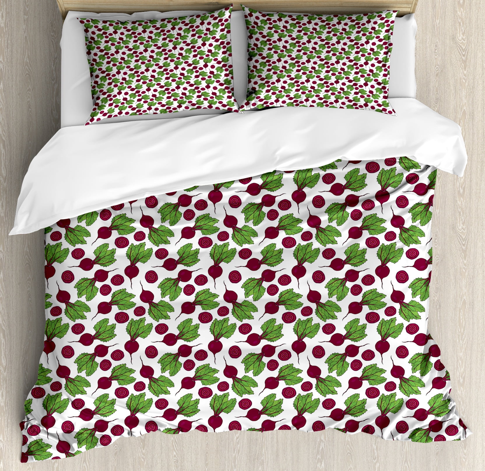 Vegetable Duvet Cover Set, Hand Drawn Colorful Round Ripe Beet Stems ...