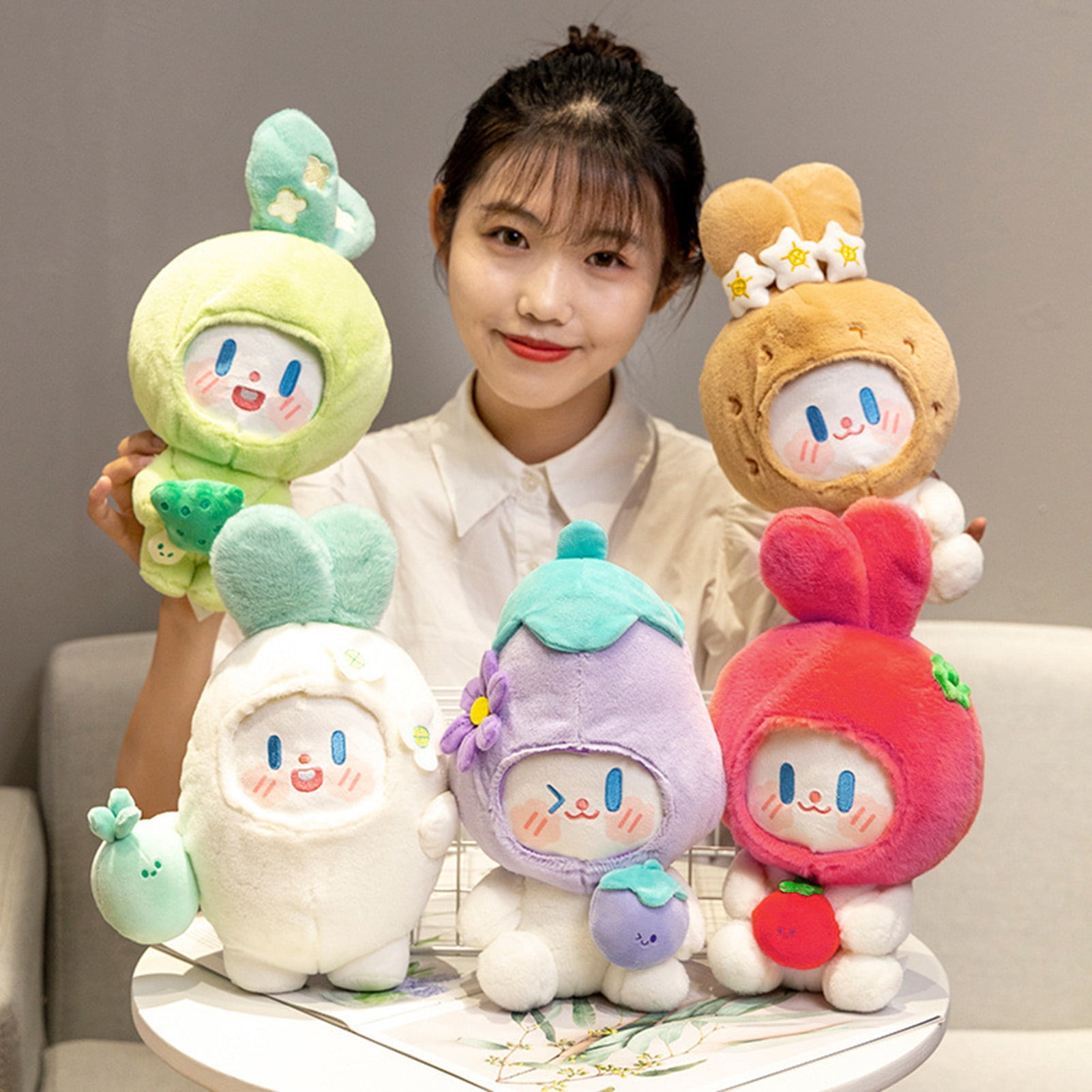 Vegetable Elf Doll Cute Eggplant Potato Tomato Broccoli Rabbit Doll ...