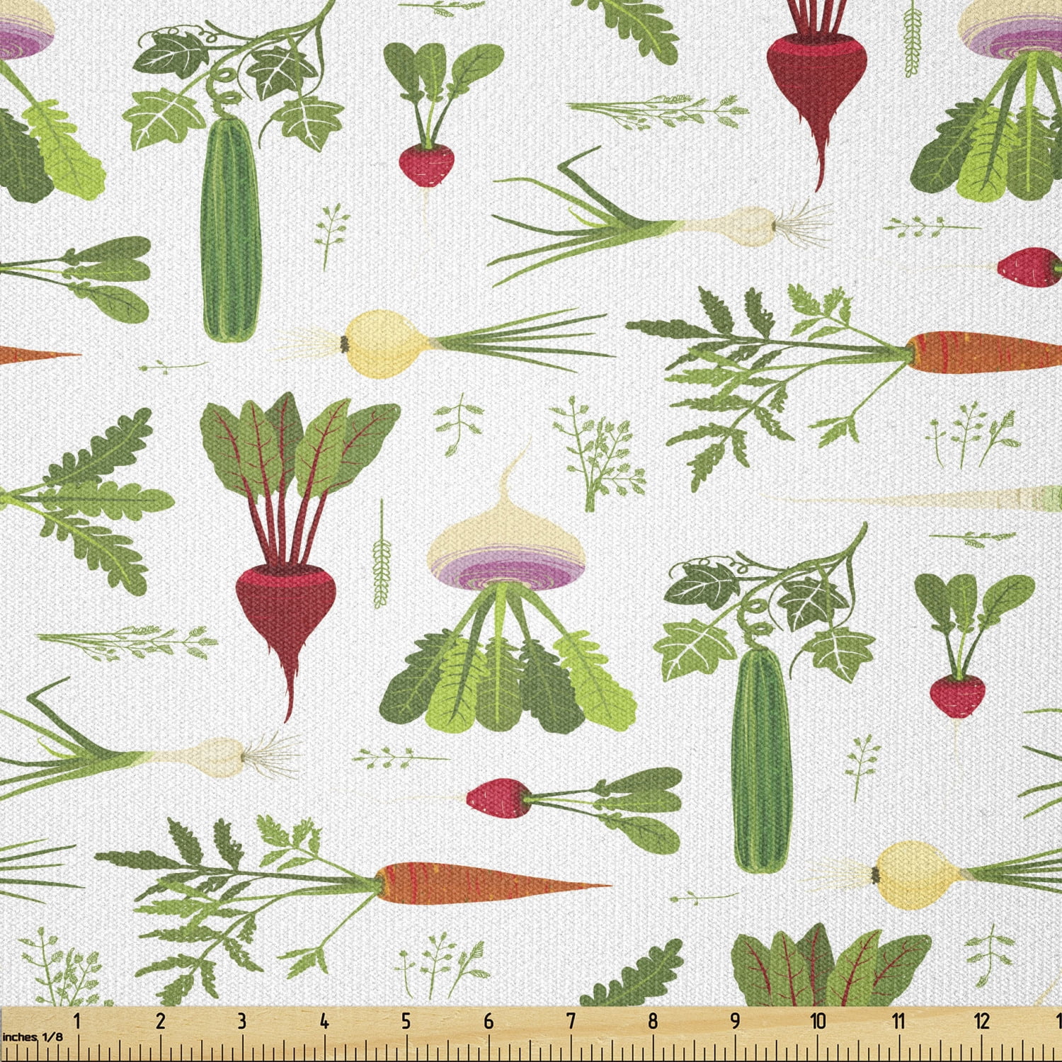 Vegetable Fabric by The Yard, Healthy Foods Pattern Cucumbers Carrots ...