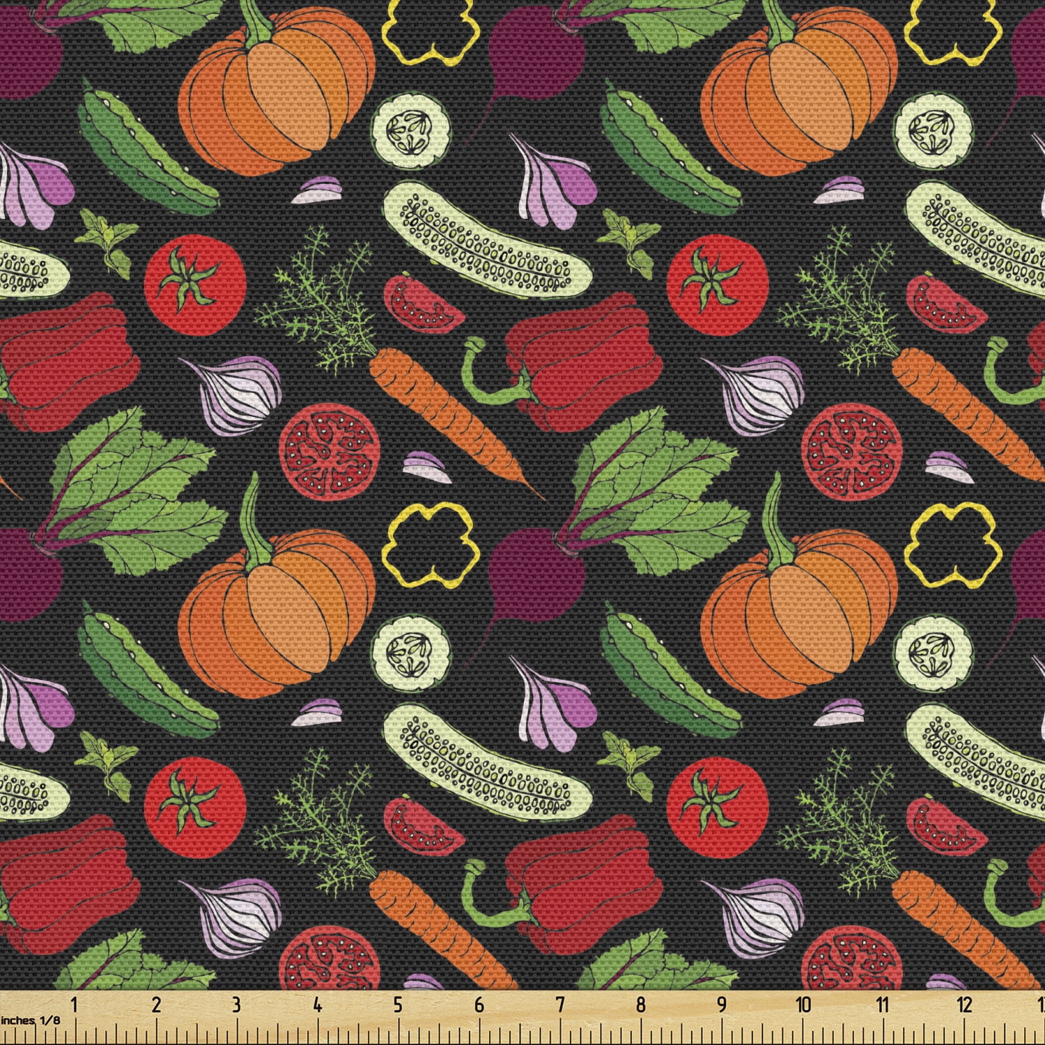Ambesonne Vegetable Fabric by the Yard Upholstery, Cuisine Food Art ...