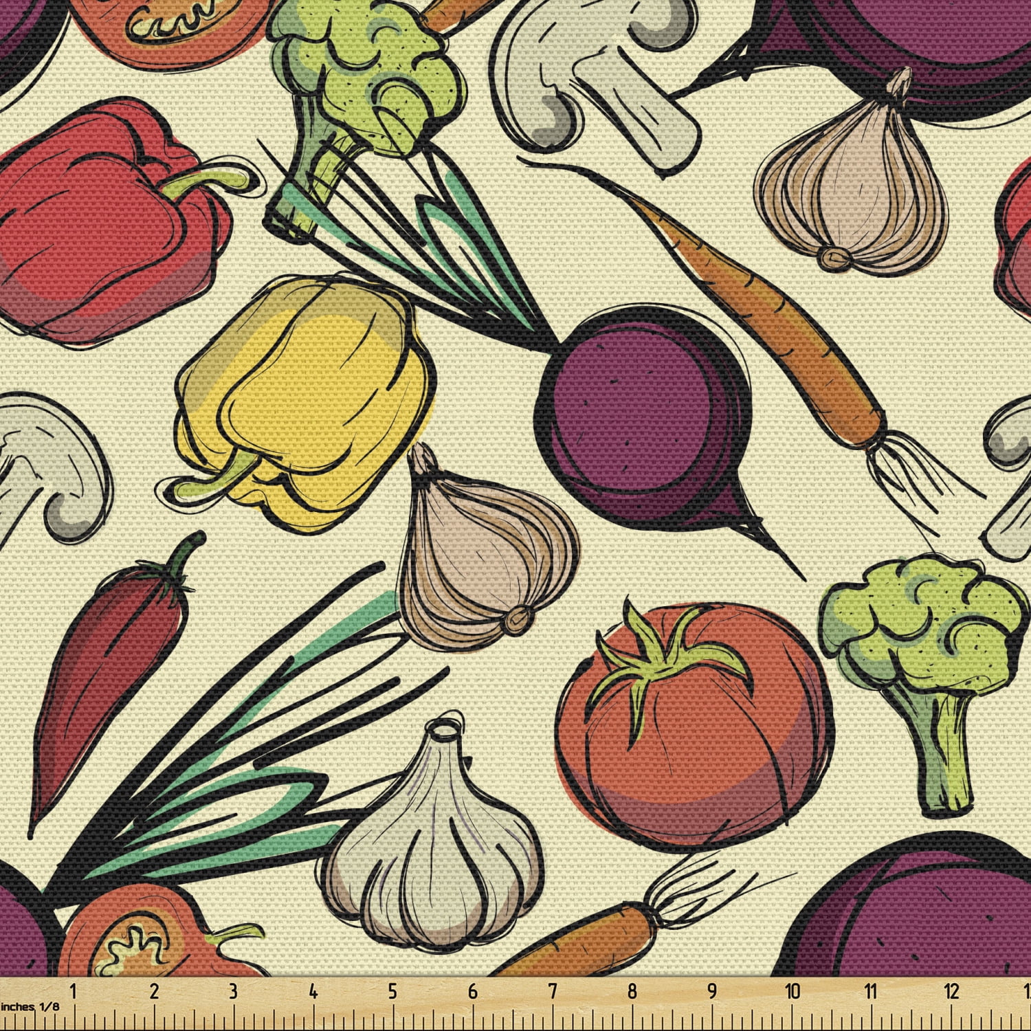 Ambesonne Vegetable Fabric by the Yard Upholstery, Organic Farm ...