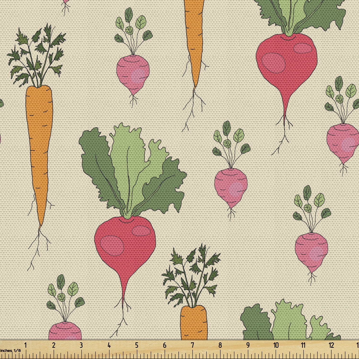 Ambesonne Vegetable Fabric by the Yard Upholstery, Radishes and Beets ...