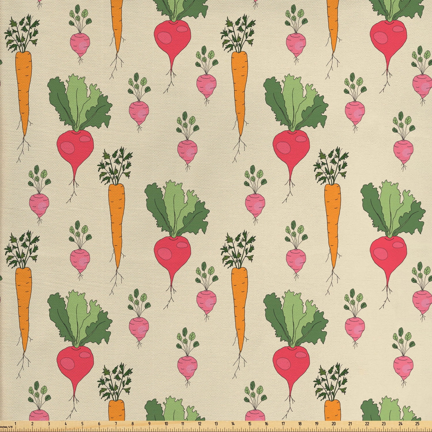 Ambesonne Vegetable Fabric by the Yard Upholstery, Radishes and Beets ...