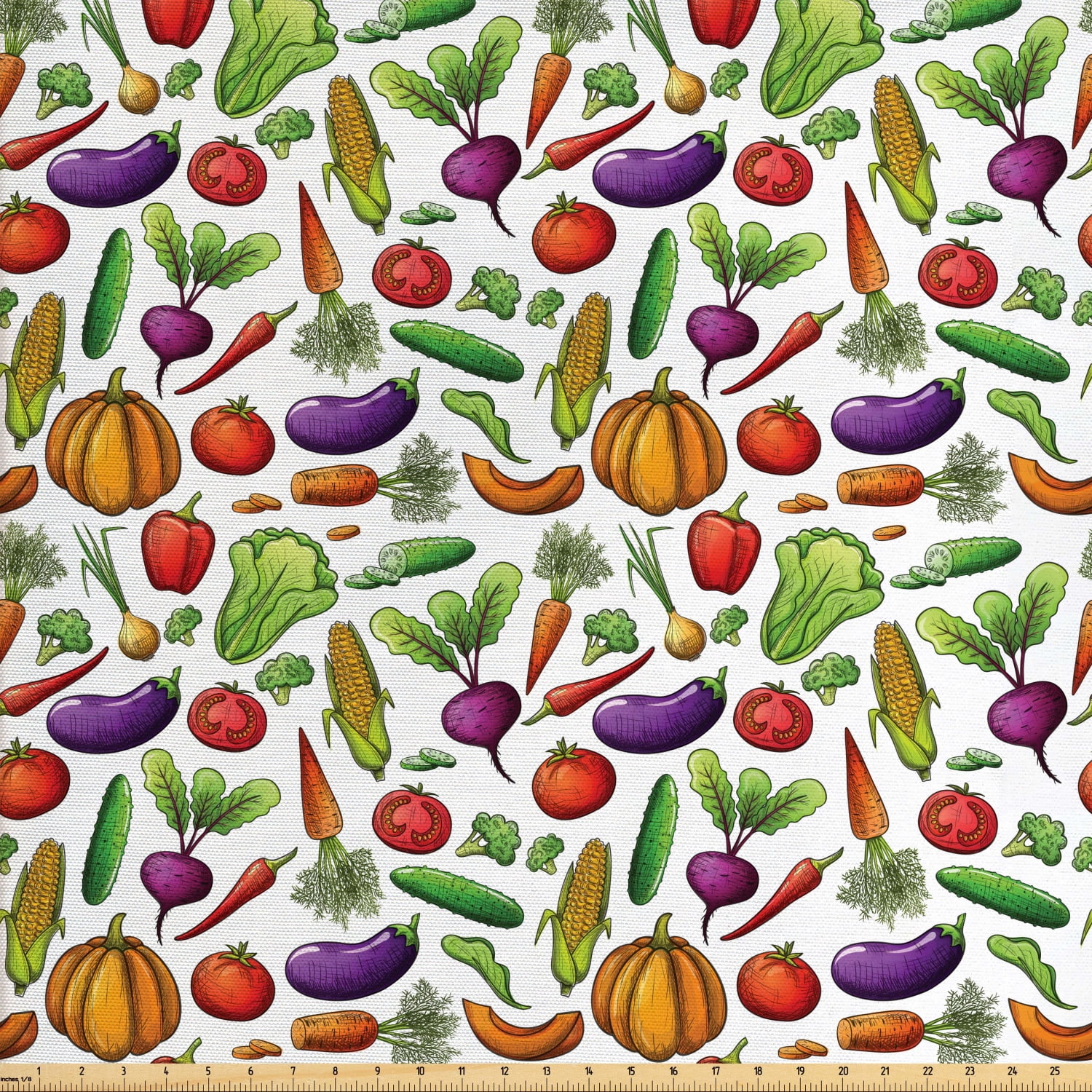 Ambesonne Vegetable Fabric by the Yard Upholstery, Autumn Harvest ...