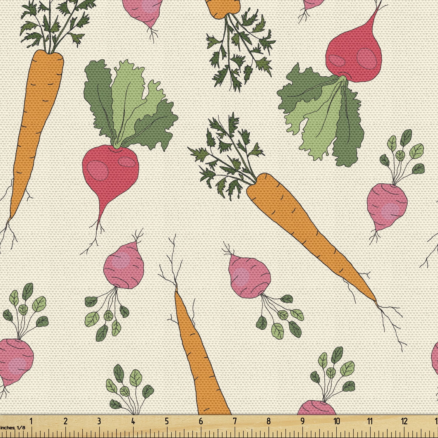 Vegetable Fabric by the Yard Upholstery, Carrot Beet and Radish Hand ...