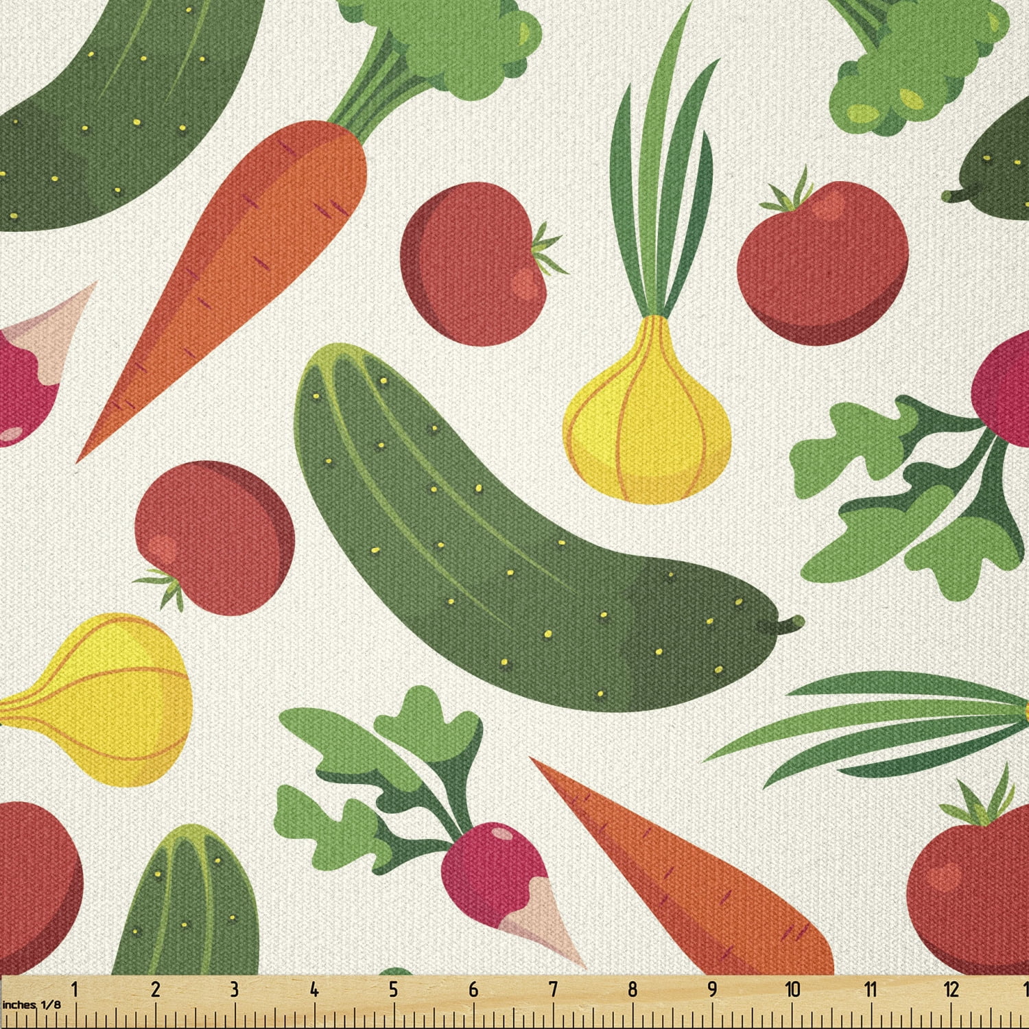 Vegetable Fabric by The Yard, Vegetarian Cartoon Arrangement Pickle ...