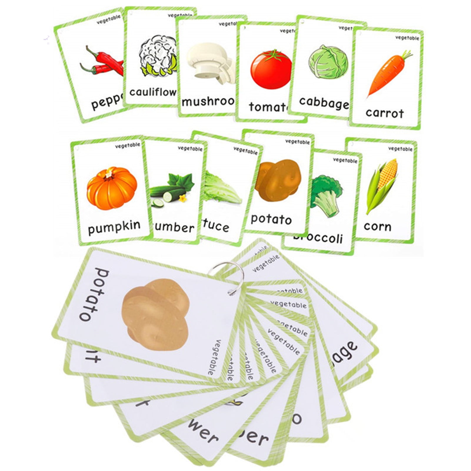 Vegetable Flash Cards | Learning Toys Flashcards for Children Pre-K ...