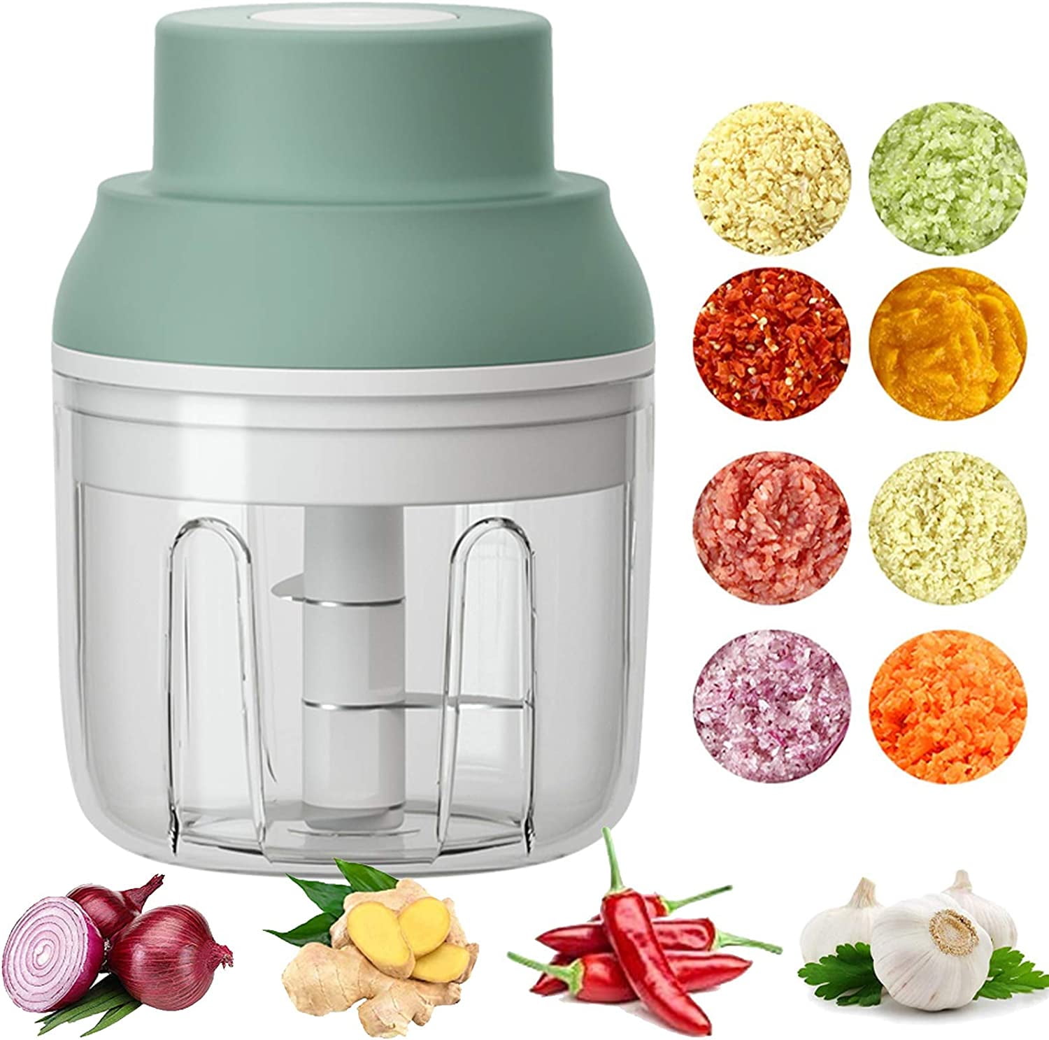 Vegetable Food Choppers with Container, 250ML Portable Garlic Chopper ...