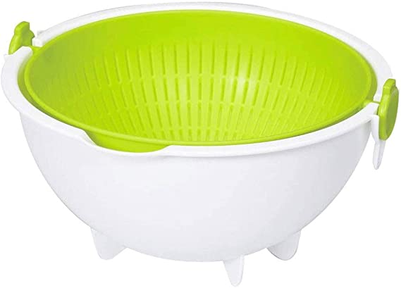 Vegetable Fruit Rice Spin Wheel Colander L (Green) Made In Japan ...