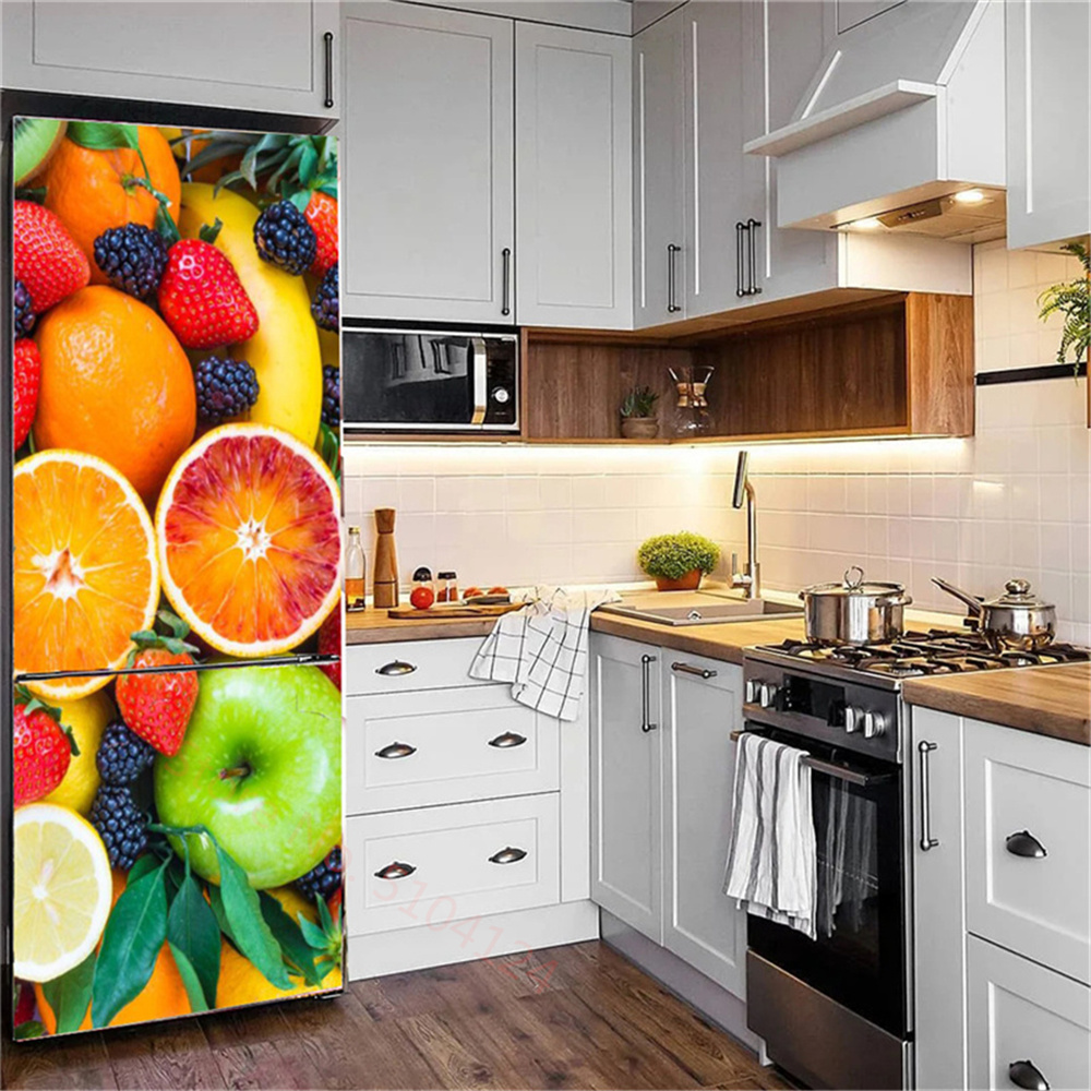 Vegetable Fruit Sticker Refrigerator Full Cover Decal Beer Coffee Mural ...