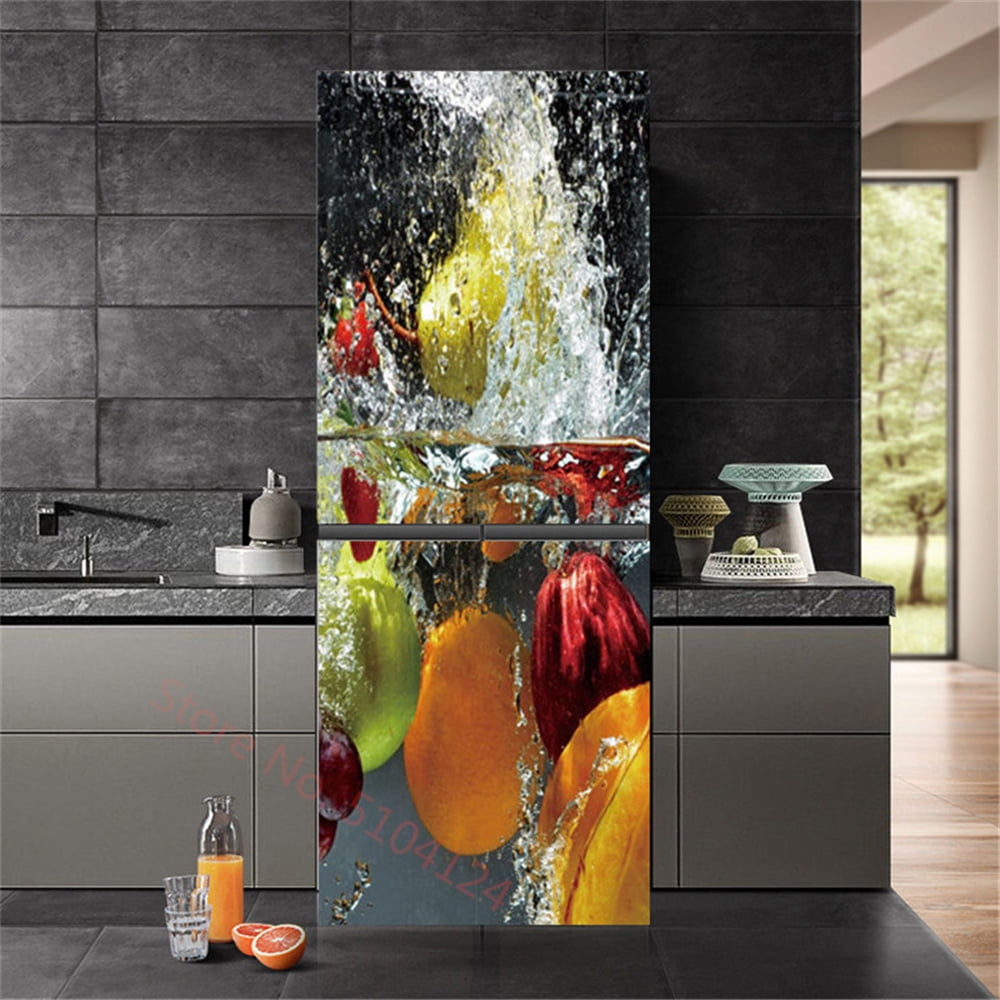 Vegetable Fruit Sticker Refrigerator Full Cover Decal Beer Coffee Mural ...