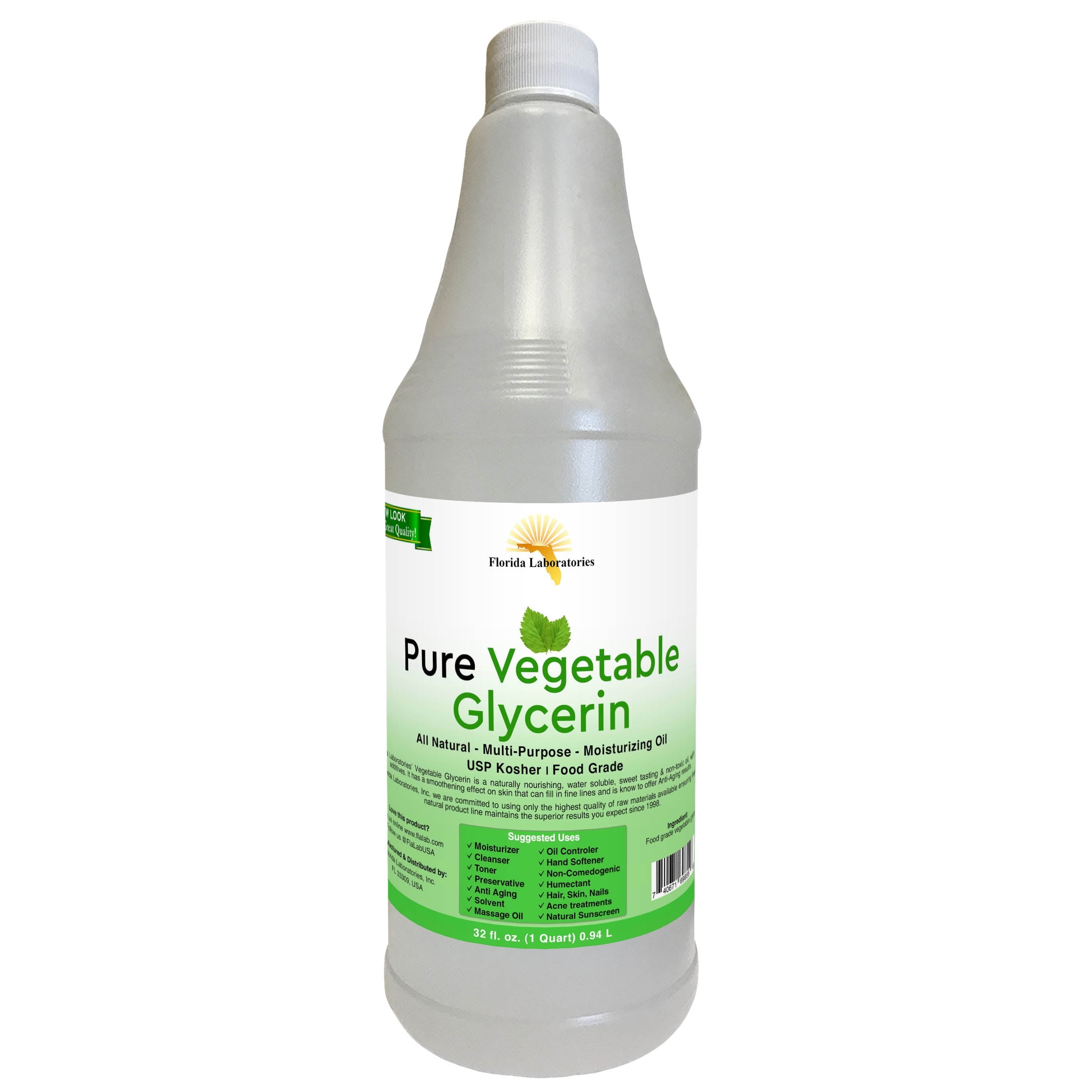 Pure Natural Vegetable Glycerin, USP, Kosher, Food Grade, 32 oz (1 ...
