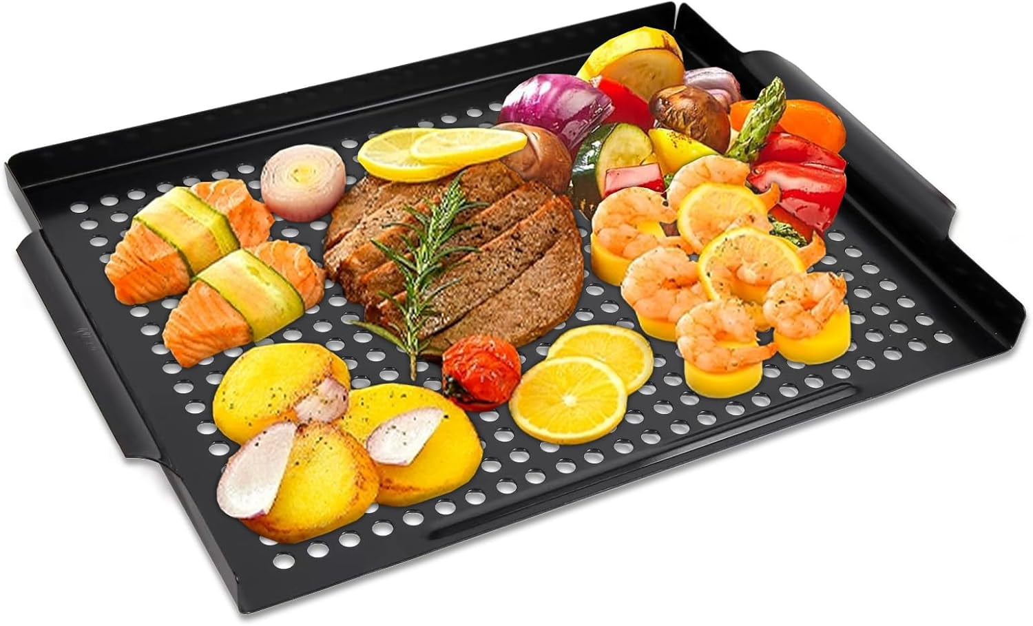Vegetable Grill Basket,Nonstick Grilling Topper 14.6 "x11.4 Thicken ...