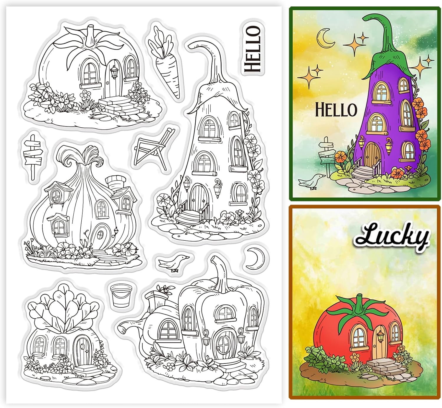 Vegetable House Clear Stamps Vegetable Cabin Silicone Clear Stamp Seals ...