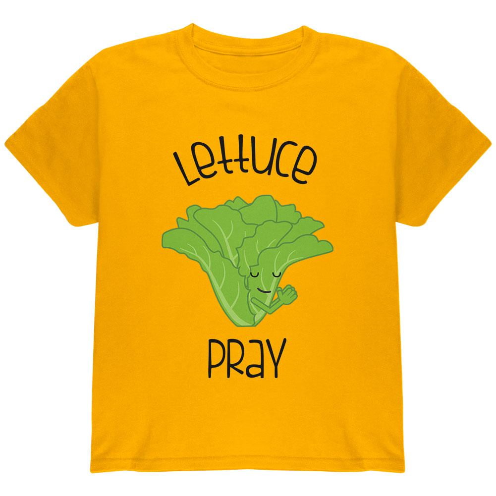 Vegetable Lettuce Let Us Pray Funny Youth T Shirt Gold YSM - Walmart.com