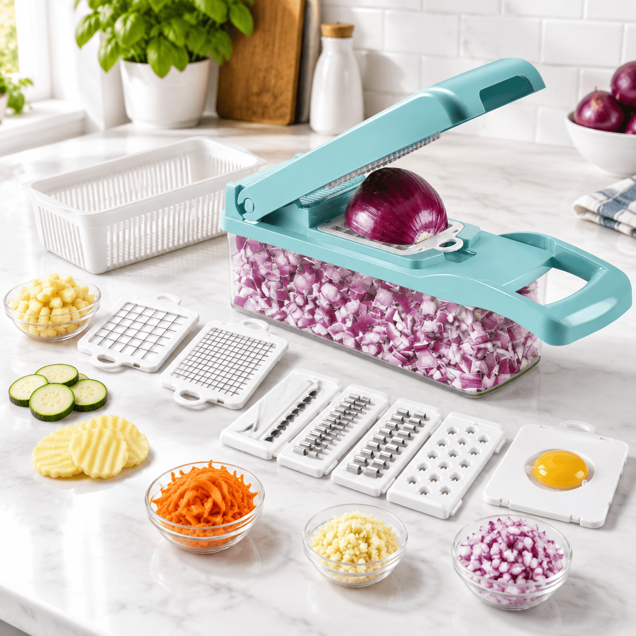Vegetable Onion 12 In 1 Professional Mandoline Slicer For Kitchen ...