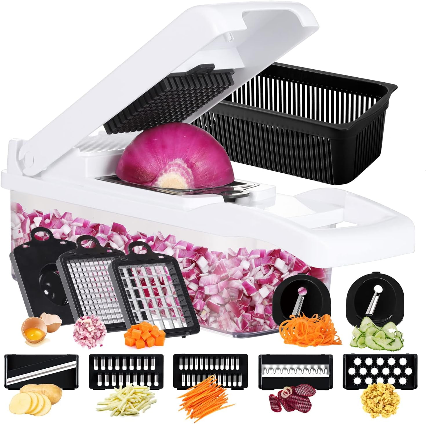 Vegetable Onion , 14 in 1 Professional Mandoline Slicer for Kitchen ...