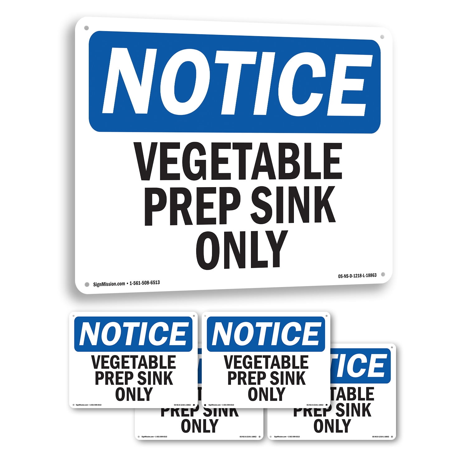 Vegetable Prep Sink Only OSHA Notice Rigid Plastic Sign 10 Inch x 7 ...