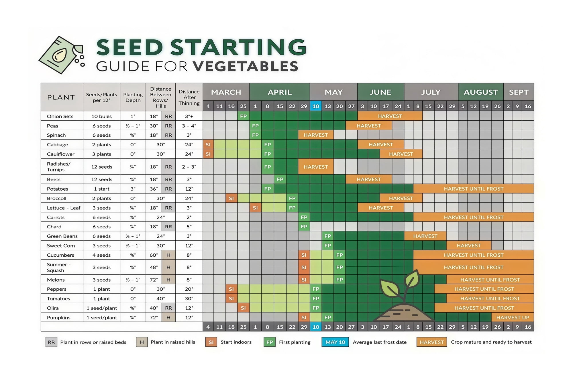 Vegetable Seed Starting Guide and Companion Planting Chart Gardening ...