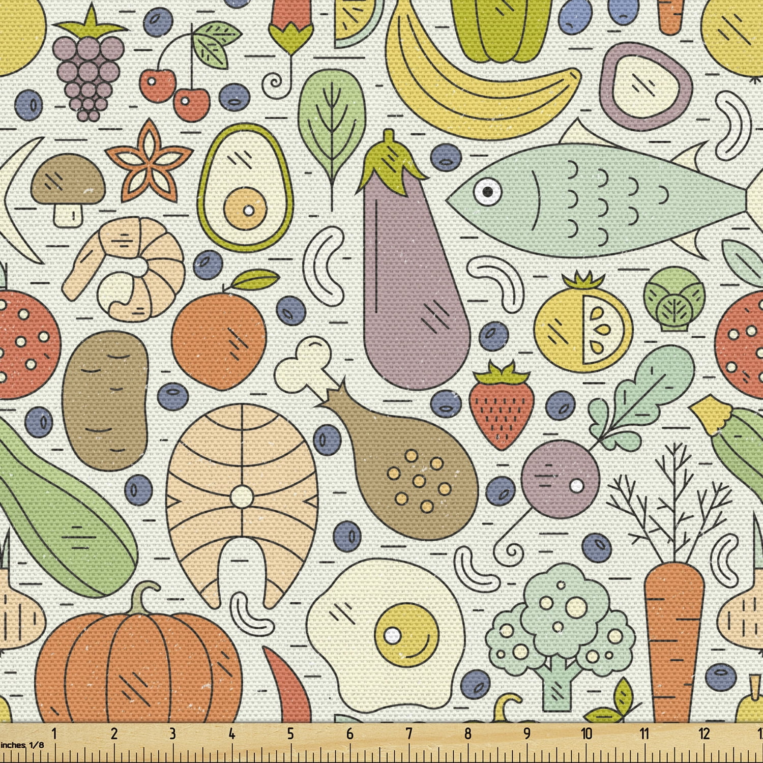 Ambesonne Vegetable Fabric by the Yard Upholstery, Paleo Diet Foods ...