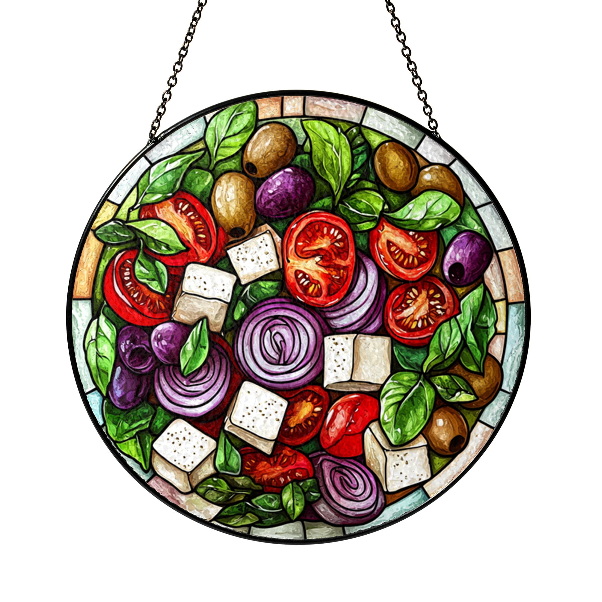 Vegetable Stained Glass Suncatcher – Kitchen Window Art with Tomato and ...