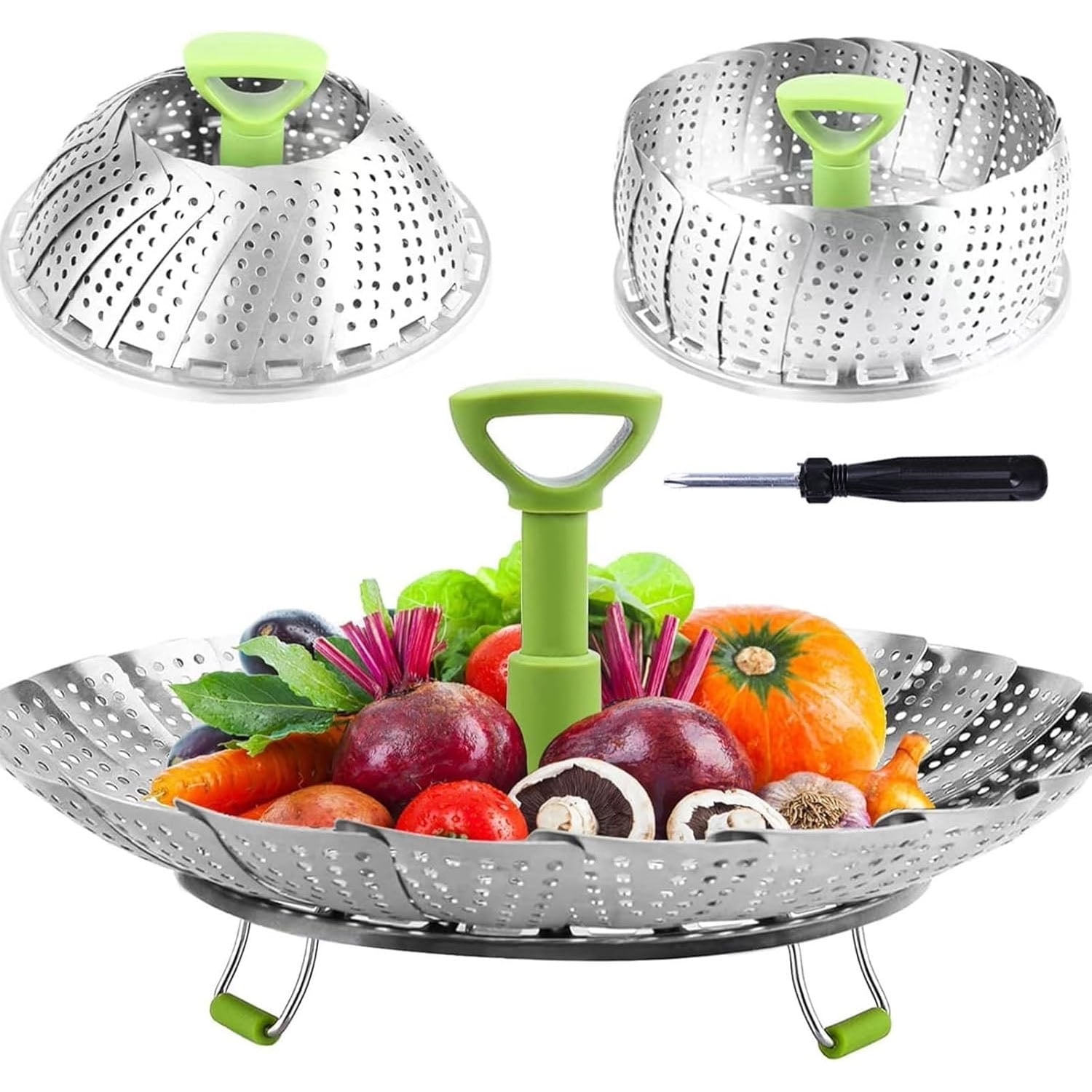 Vegetable Steamer Basket for Cooking Food, Stainless Steel Veggie Steam ...