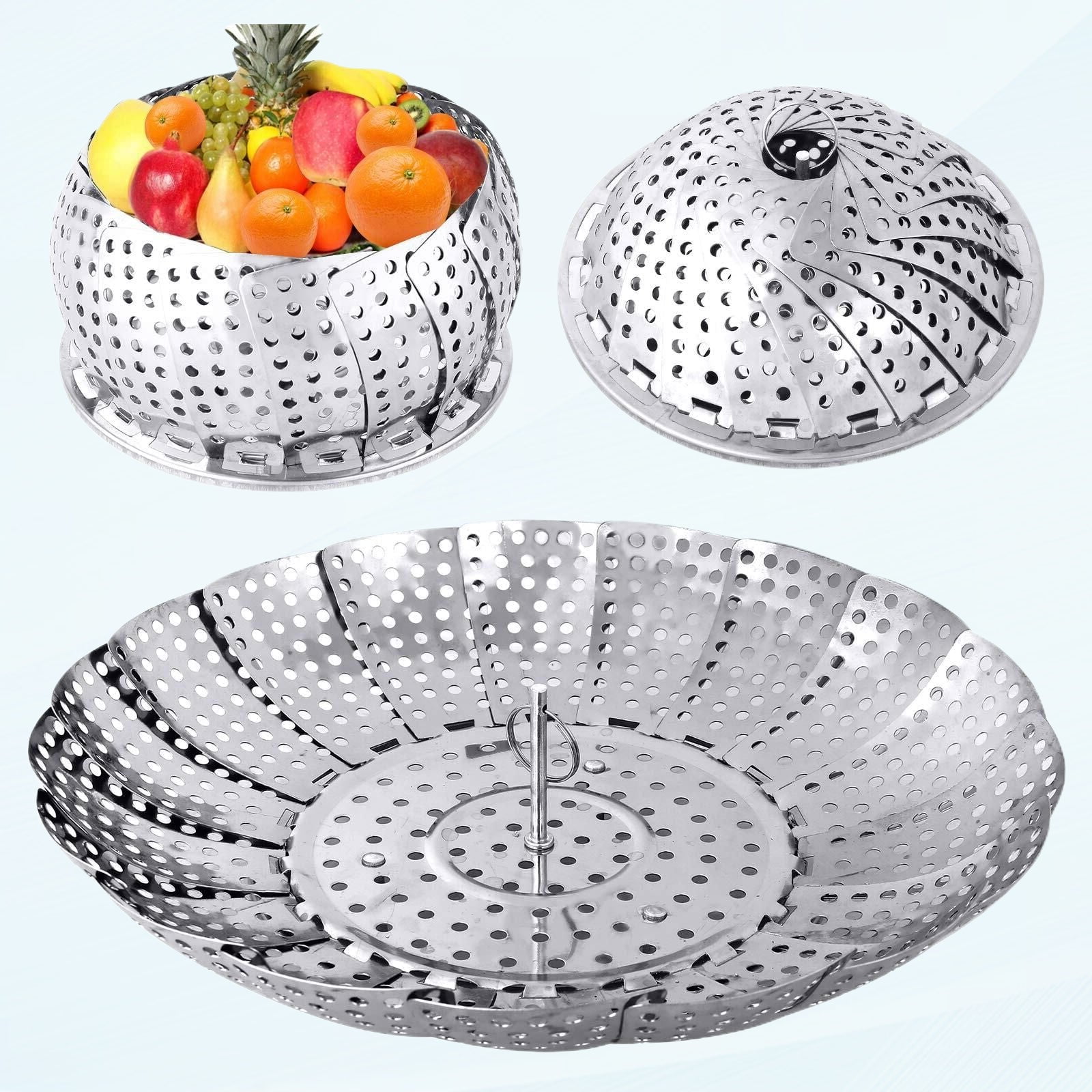 Vegetable Steamer Basket, Folding Steamer Basket, Stainless Steel Metal ...