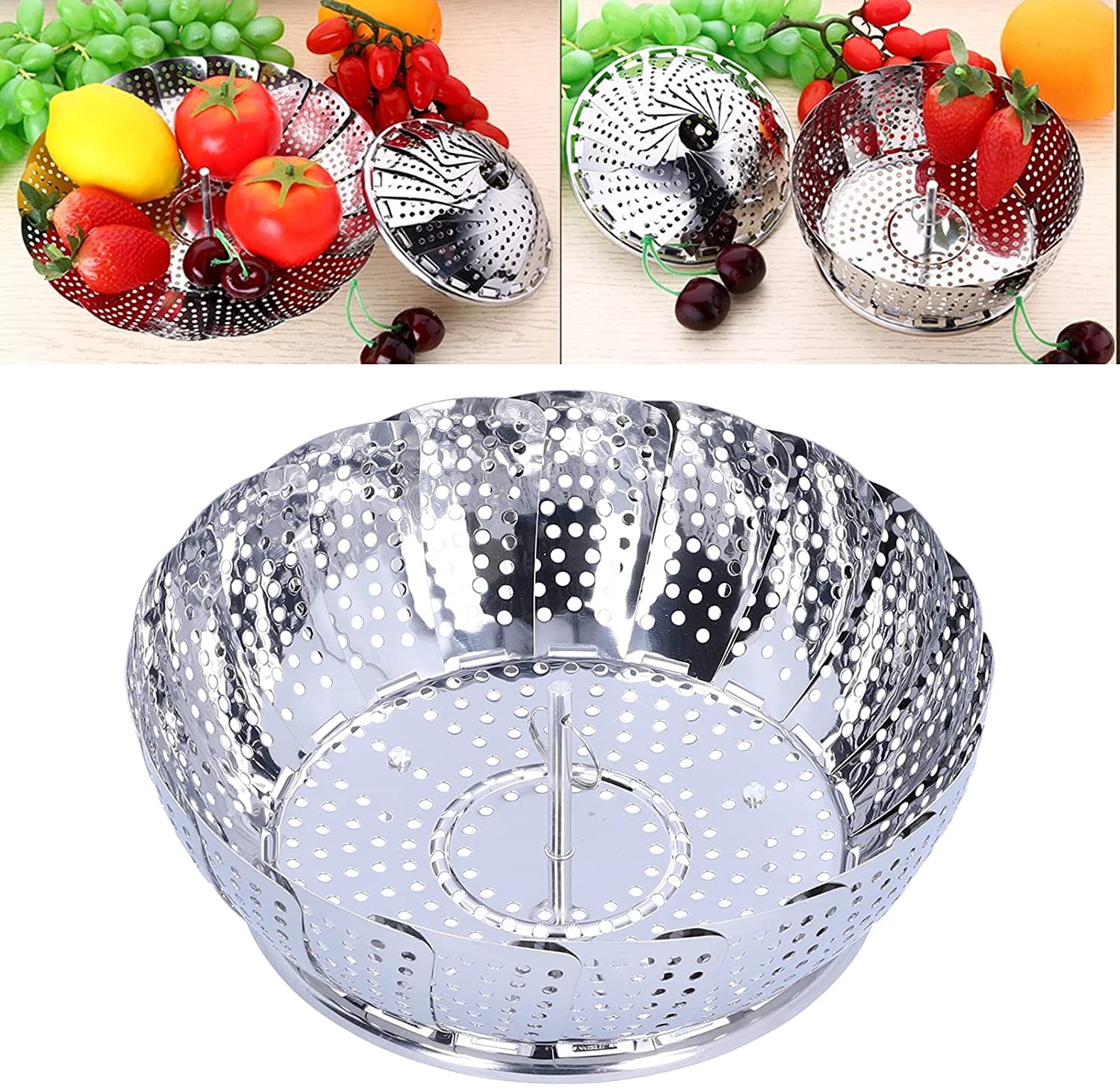 Vegetable Steamer Basket, Multifunction Stainless Steel Folding Steam ...