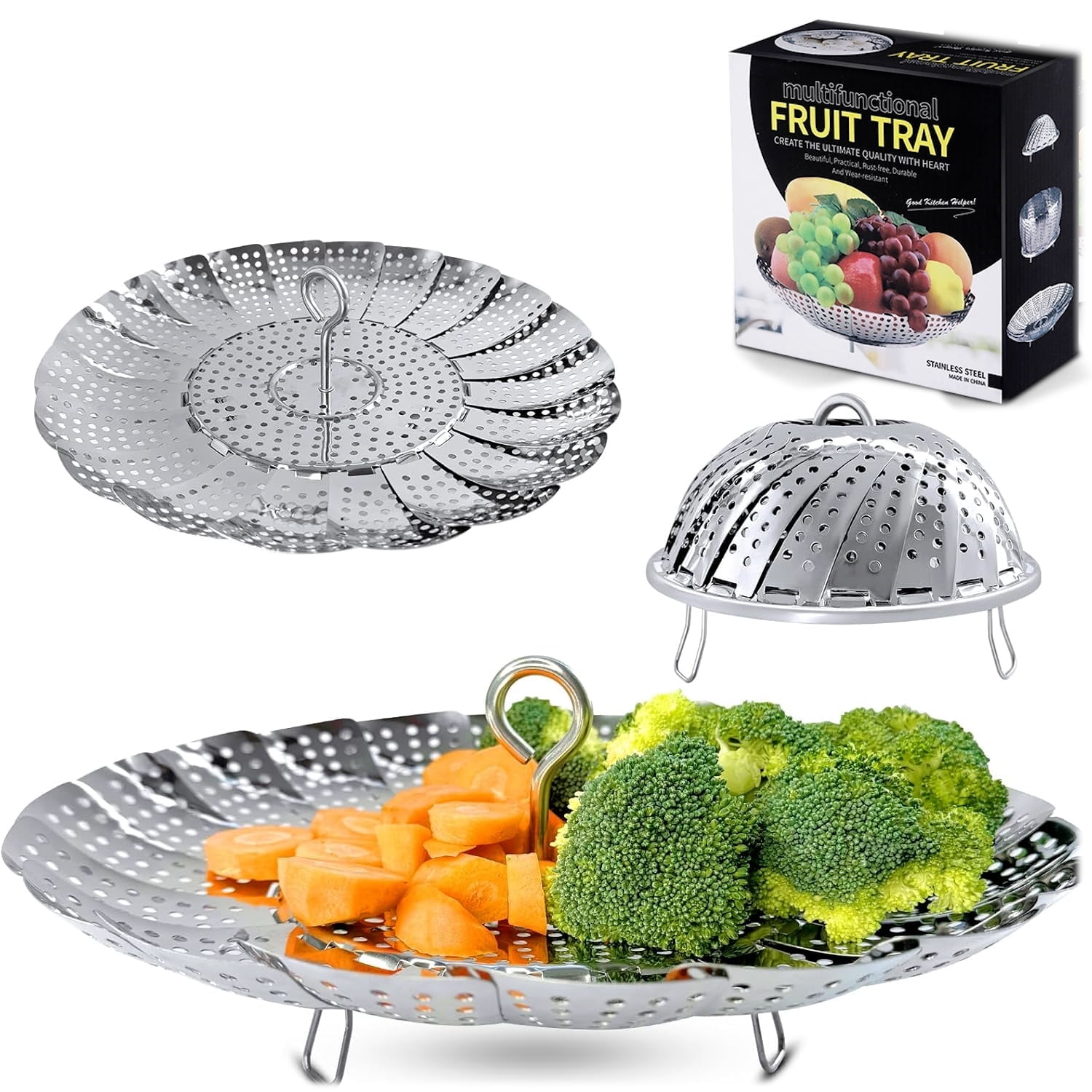 Vegetable Steamer Basket, Premium Stainless Steel Veggie Steamer Basket ...