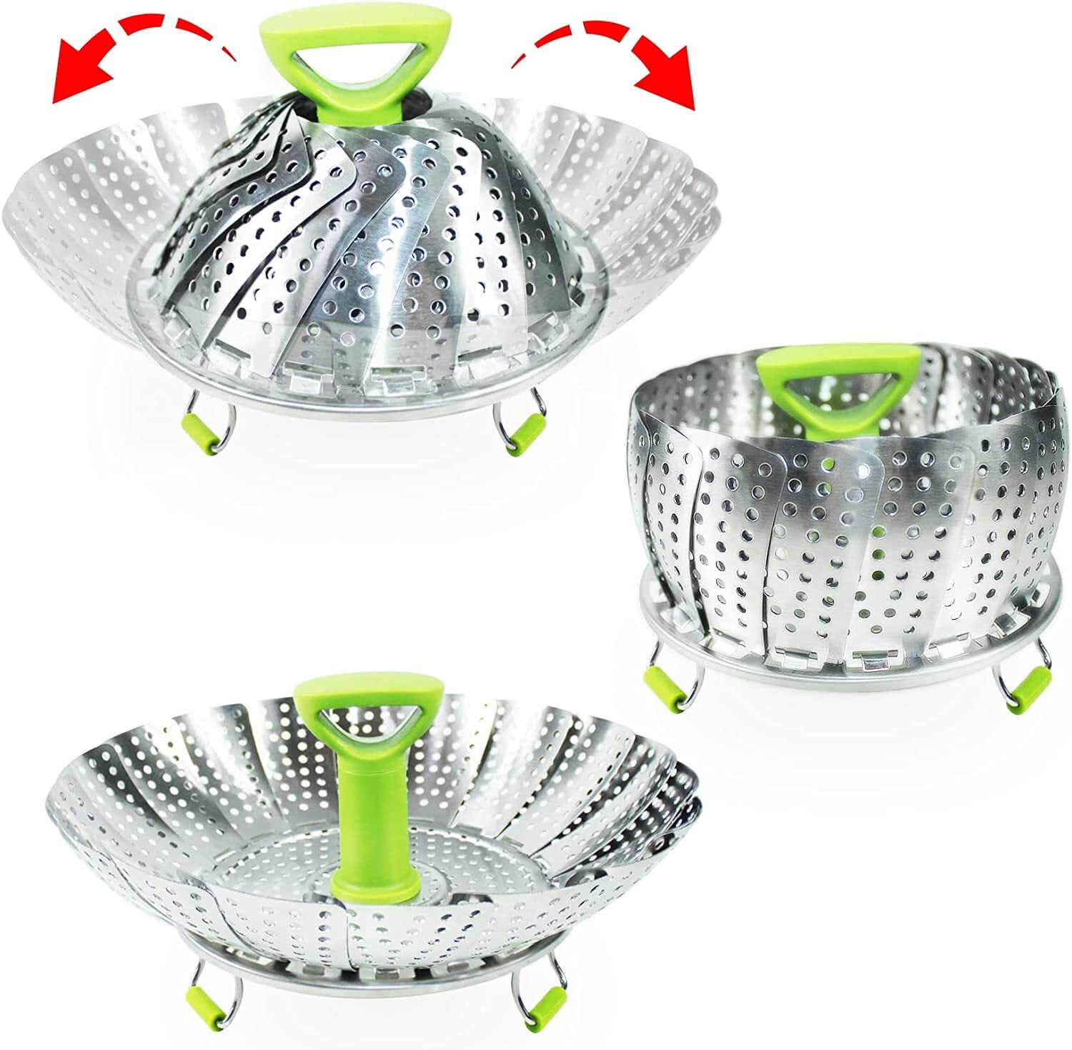 Vegetable Steamer Basket, Stainless Steel Folding Steamer Insert with ...