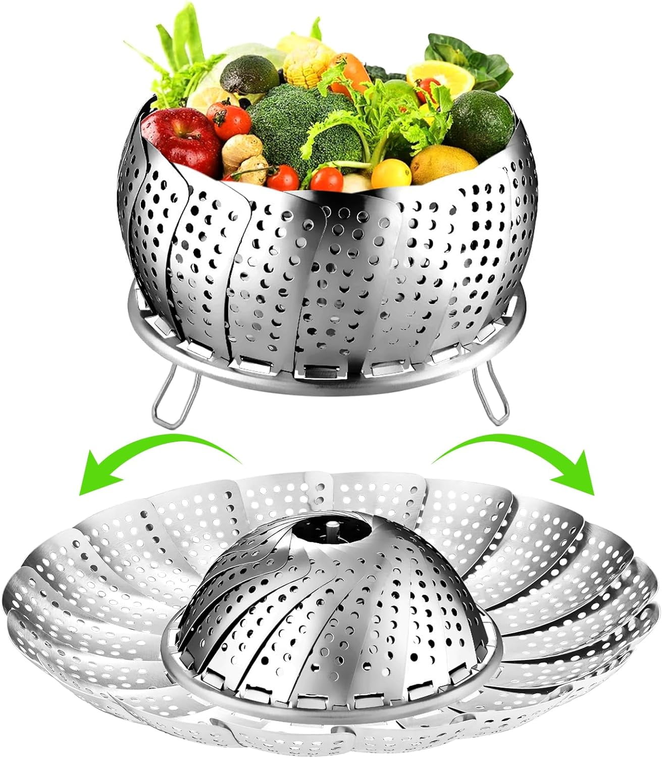 Vegetable Steamer Basket for Cooking, Stainless Steel Veggie Fish Food ...