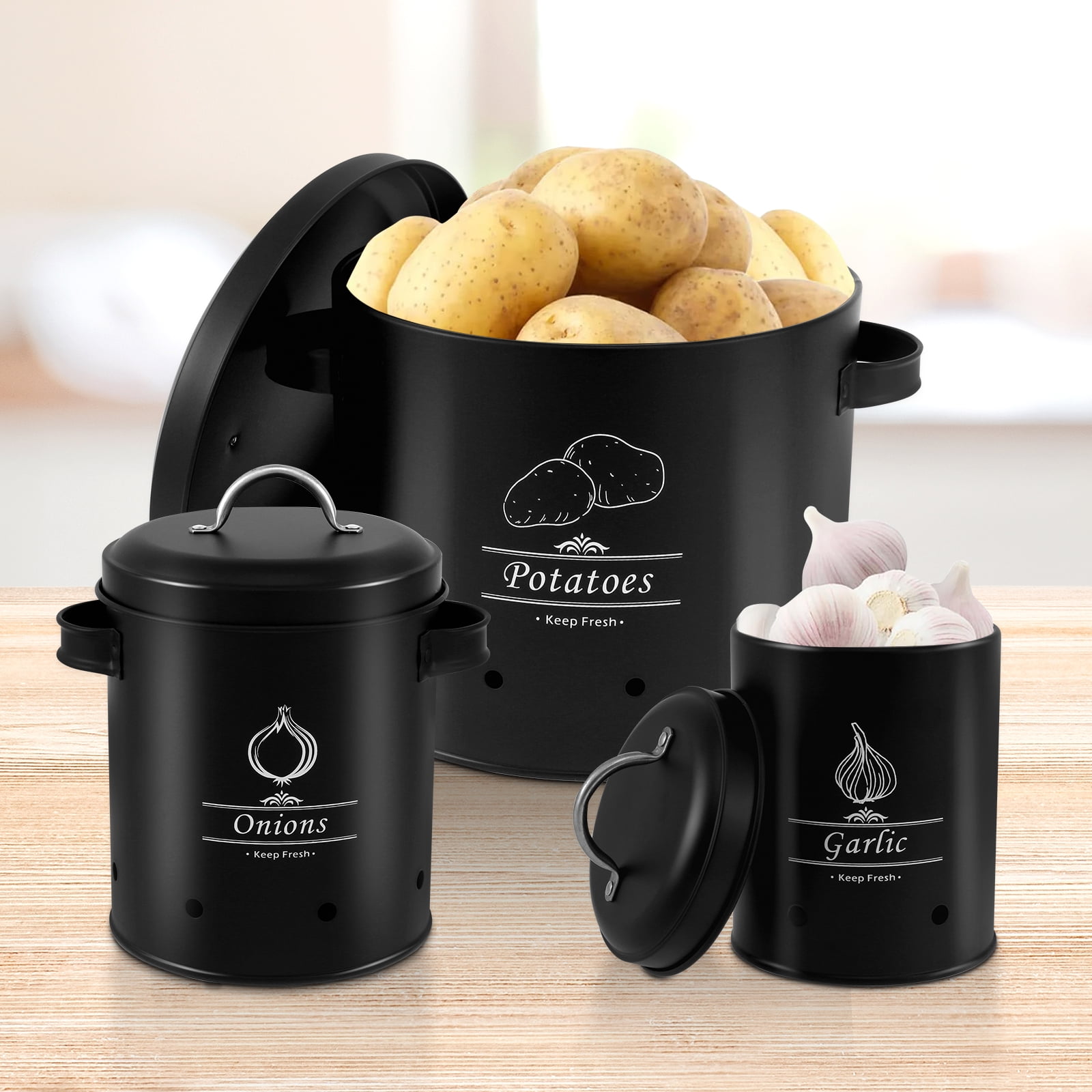 Vegetable Storage Set Solid Rust-Resistant Vegetable Keeper Containers ...