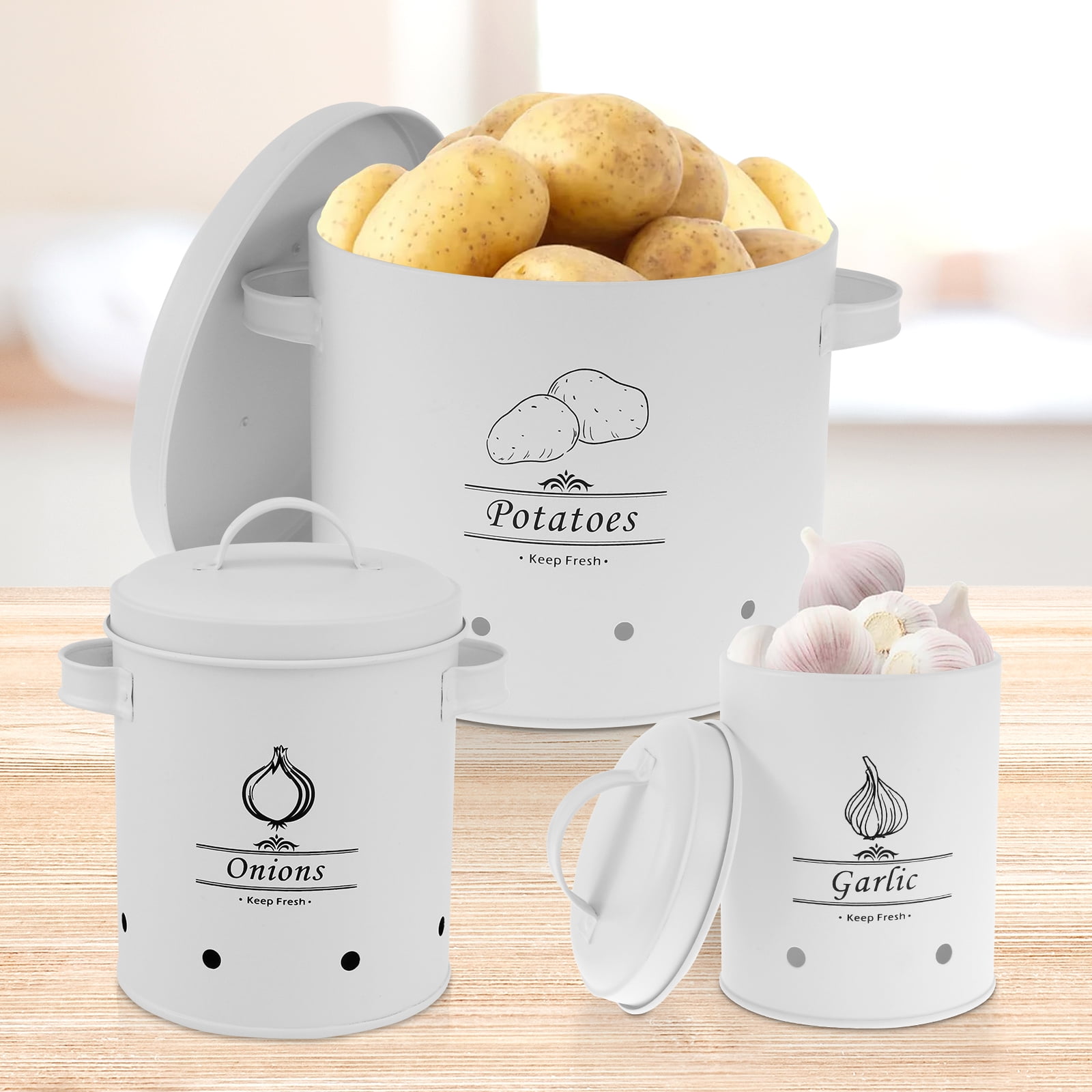 Vegetable Storage Set Solid Rust-Resistant Vegetable Keeper Containers ...