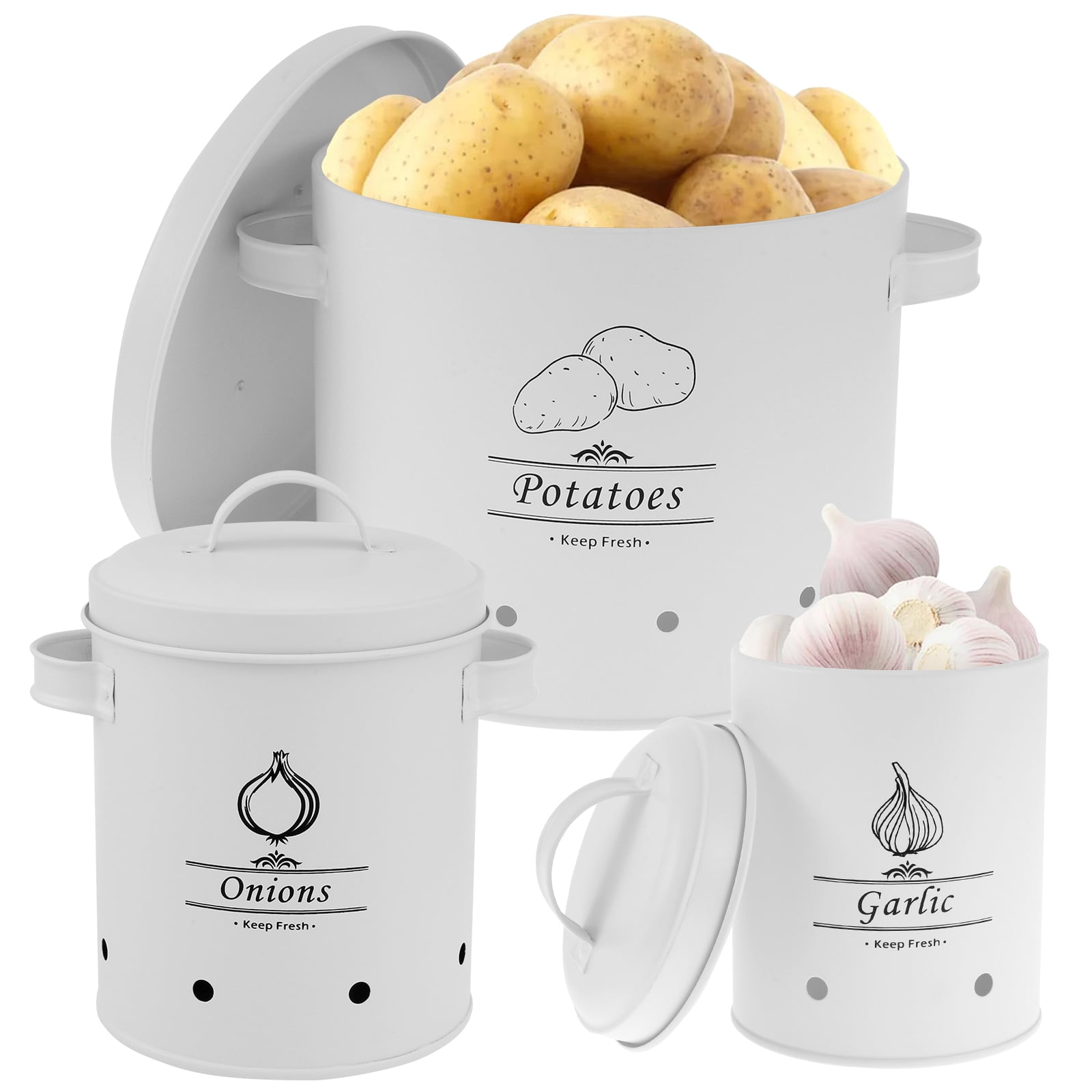 Vegetable Storage Set Solid Rust-Resistant Vegetable Keeper Containers ...