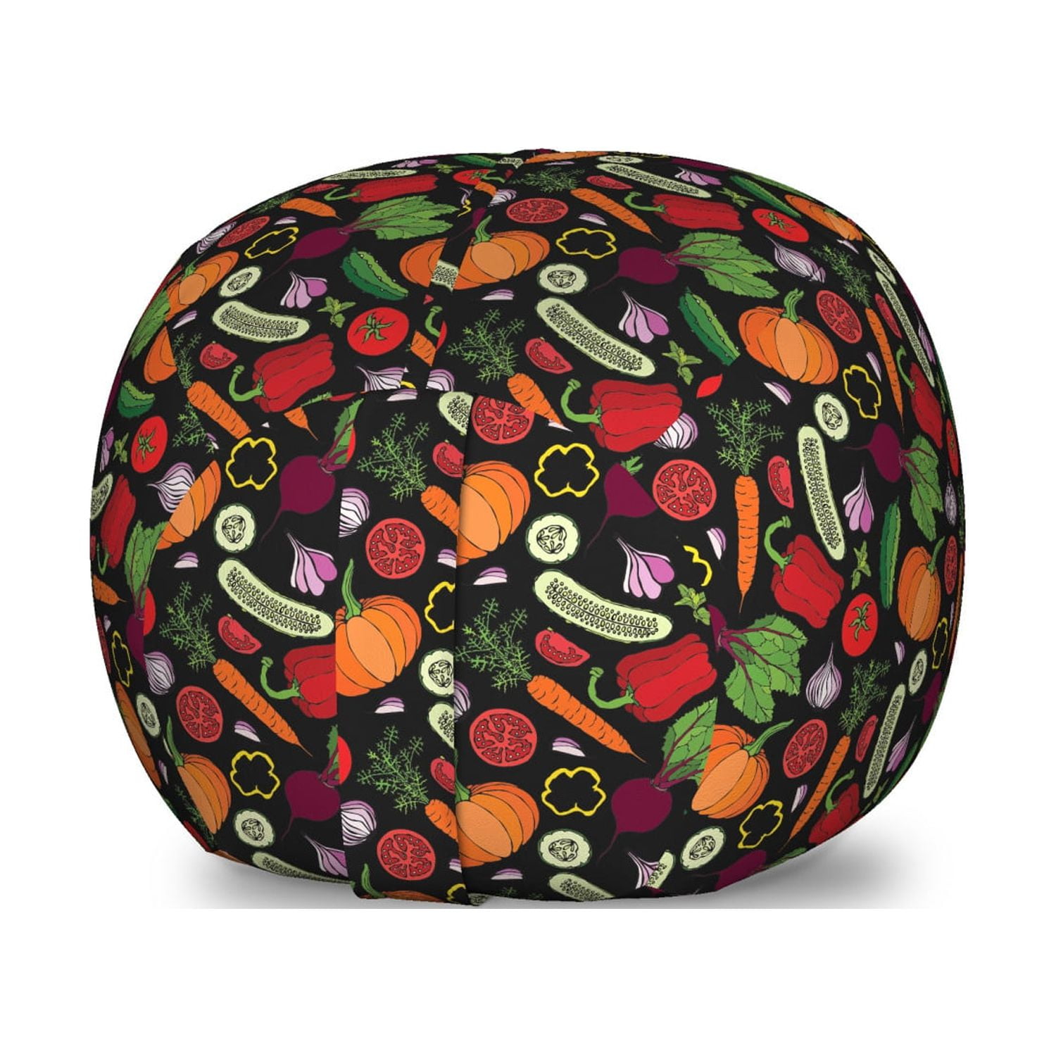 Vegetable Storage Toy Bag Chair, Healthy Cuisine Doodle with Pumpkin ...