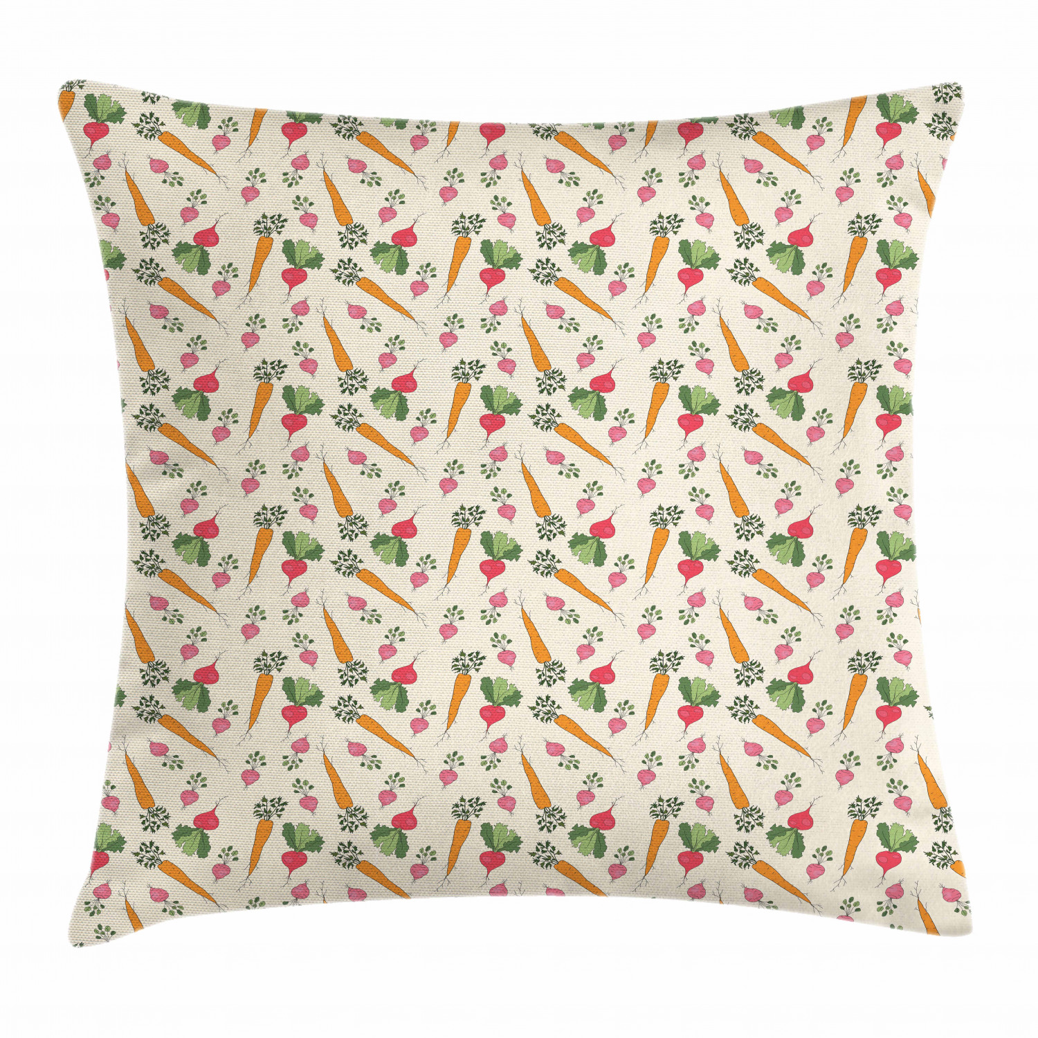 Vegetable Throw Pillow Cushion Cover, Carrot Beet and Radish Hand Drawn ...