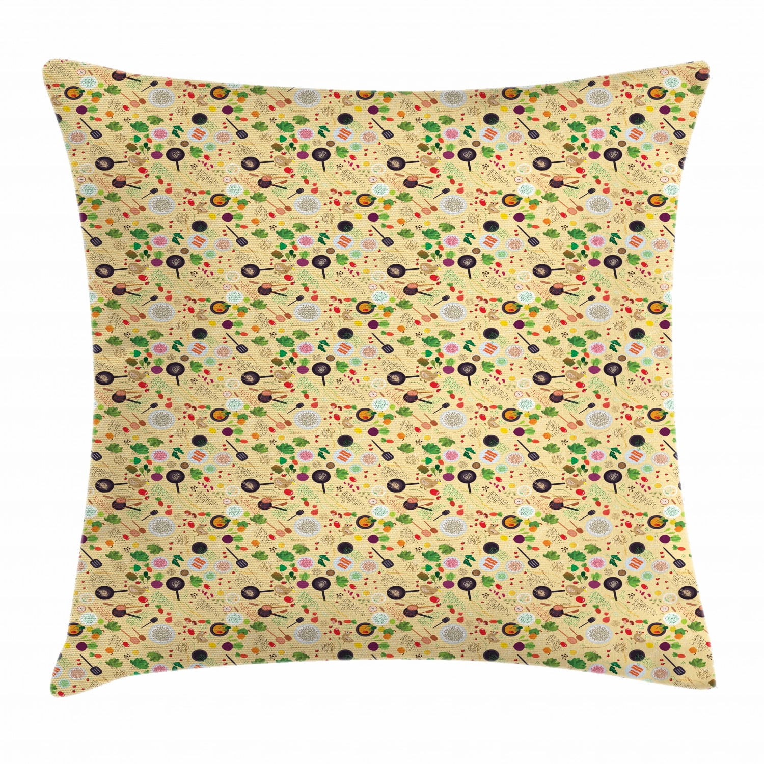 Vegetable Throw Pillow Cushion Cover, Food Ingredient Cookbook Theme ...