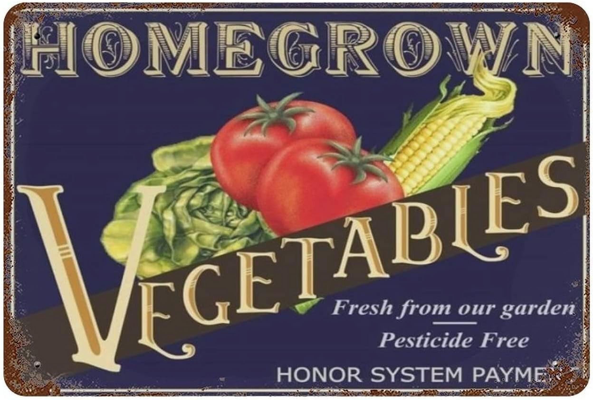 Vegetable Tomato Corn Metal Retro Vintage Tin Sign for Outdoor Patio ...