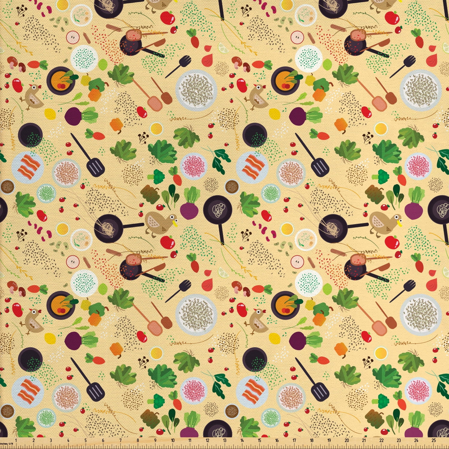 Ambesonne Vegetable Fabric by the Yard Upholstery, Gourmet Cooking Food ...