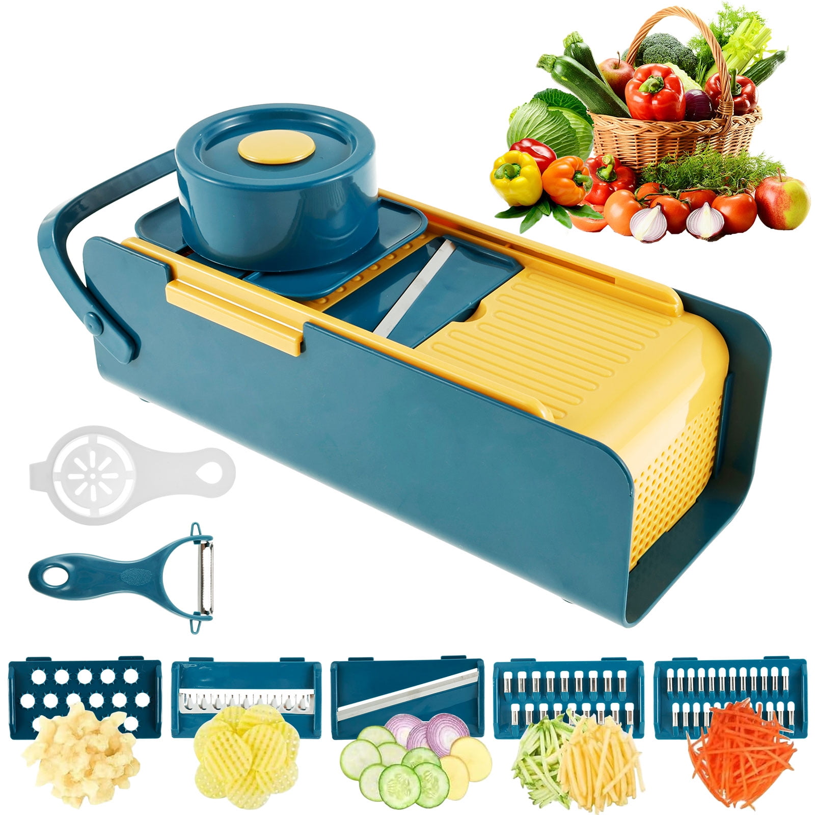 Vegetable chopper,5 in 1 multifunctional food chopper,Box Mandoline ...