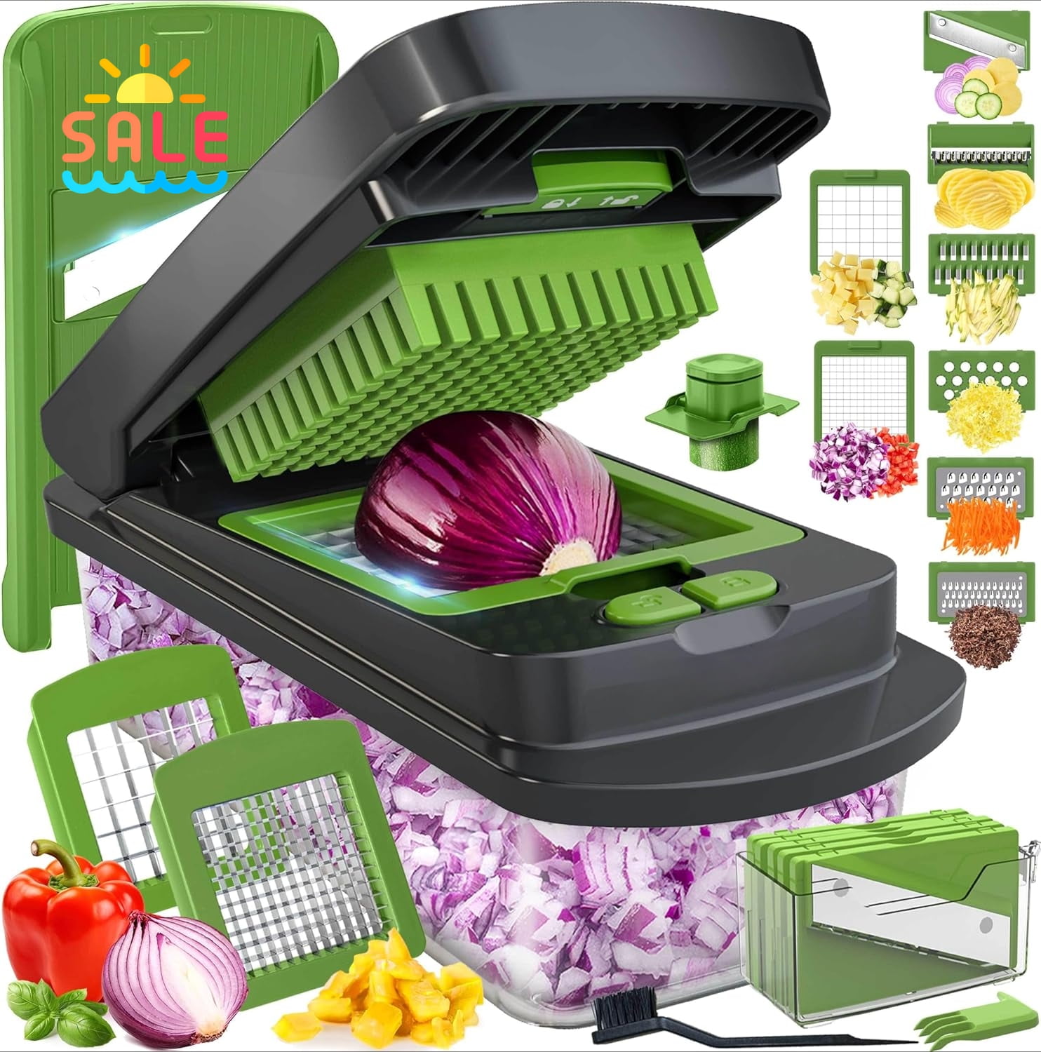 Vegetable chopper, onion chopper, slicer, diced slicer, egg slicer with ...
