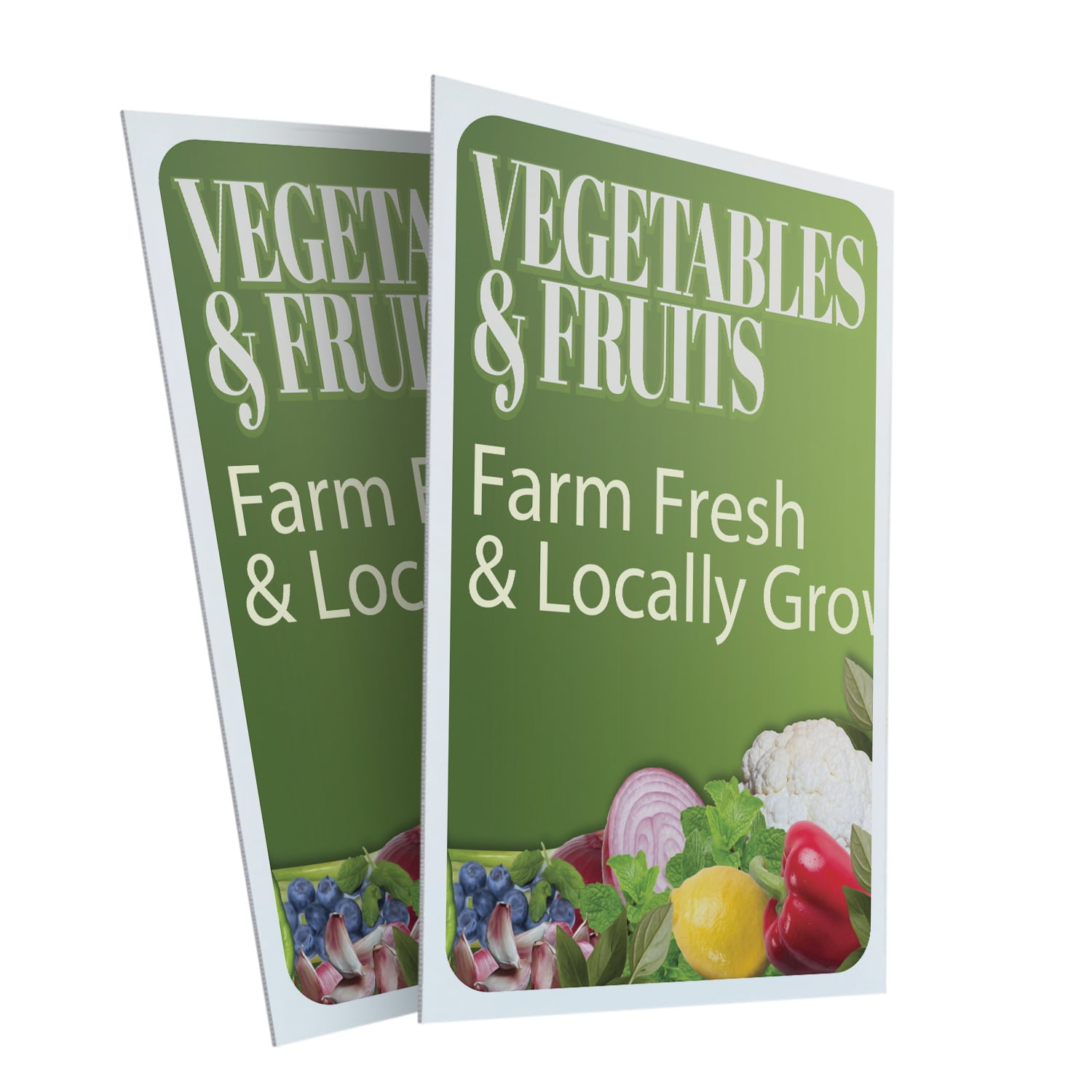Vegetables And Fruits (2-PACK) 24" x 36" Plastic Signs | Sign Insert ...