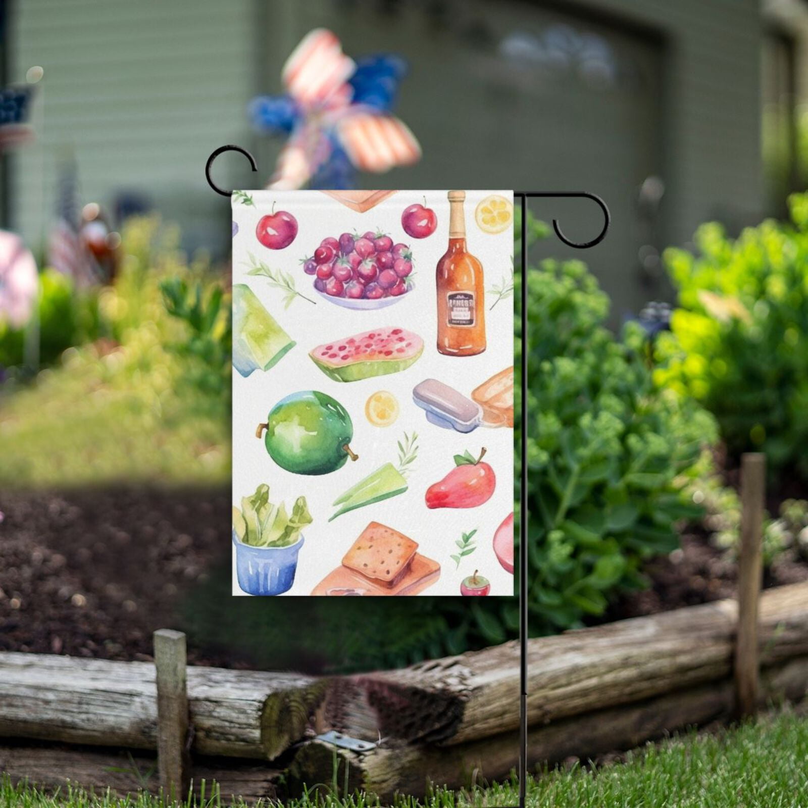 Vegetables Drink Bread Fruits Garden Flag Double Sided Outdoor Banners ...
