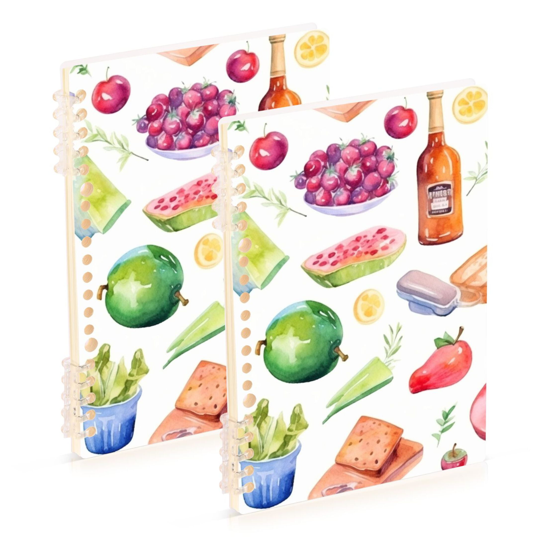 Vegetables Drink Bread Fruits Ring Binder Notebook Journey Note Diary ...
